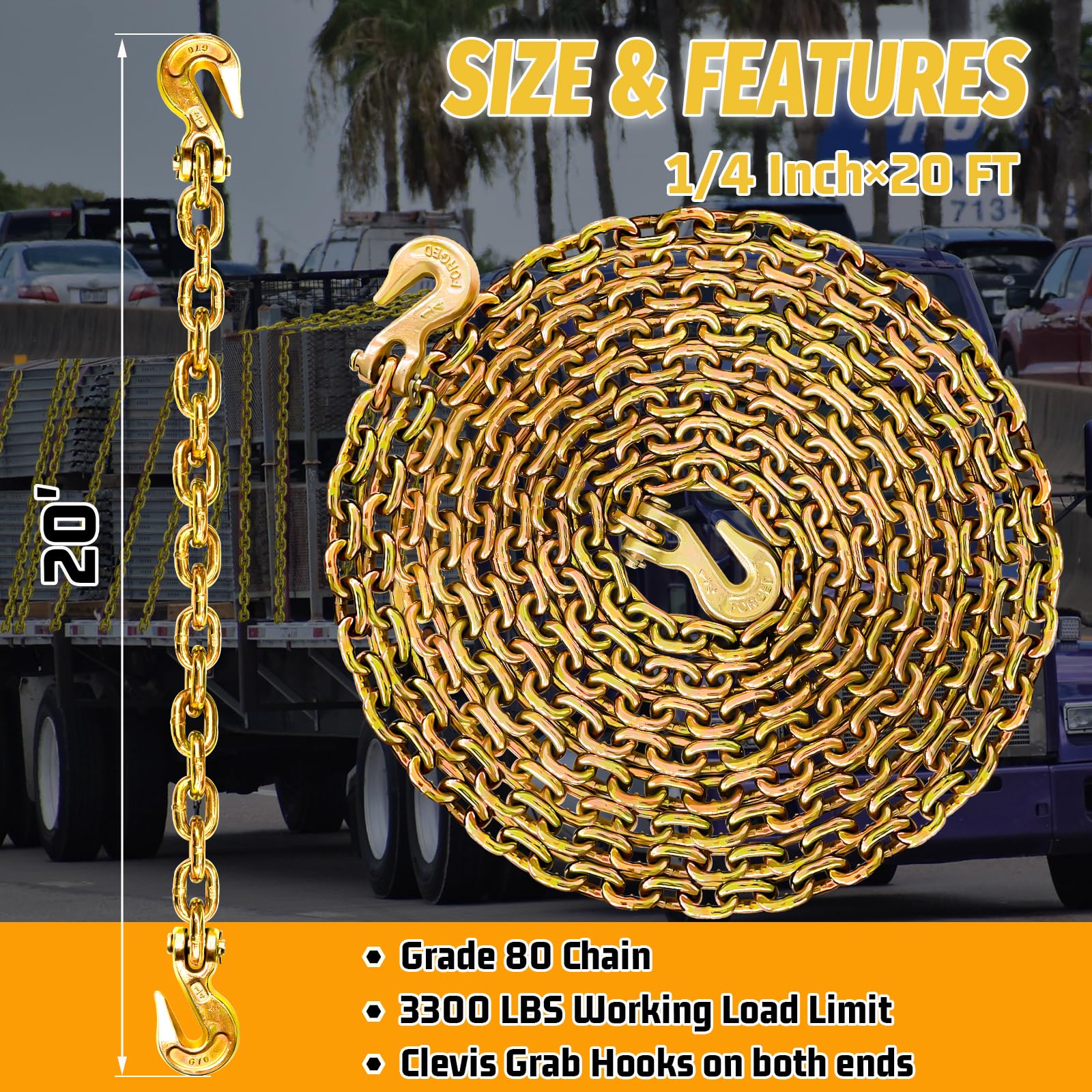 Snapklik.com : SENKEYFE G80 Safety Binder Chain 1/4"20 FT Heavy Duty ...