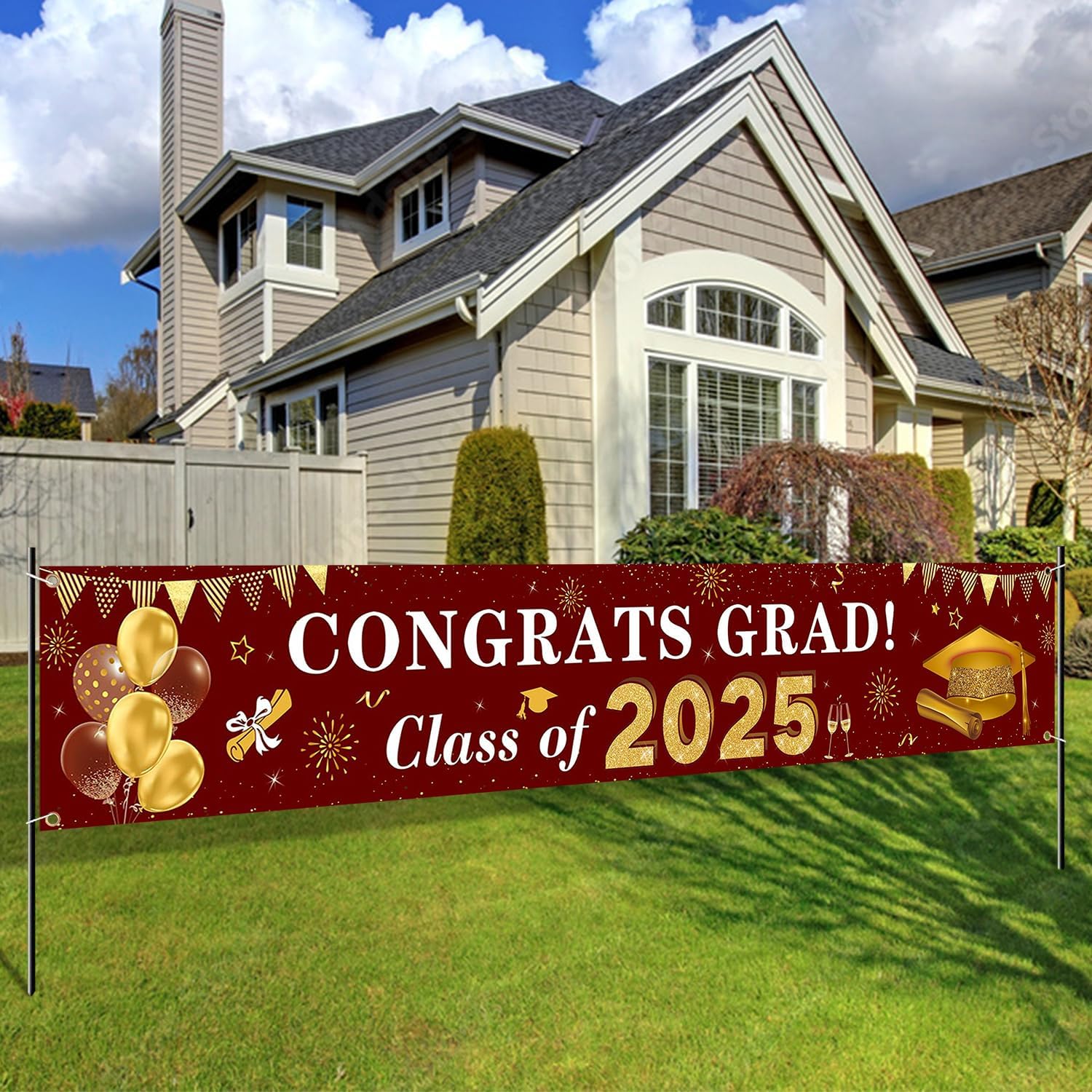 Amazon.com: Maroon and Gold Graduation Decorations Congrats Class of ...