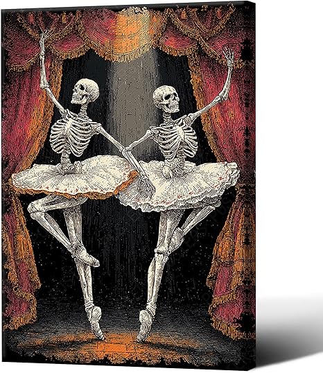 Amazon.com: Halloween Wall Art, Creepy Ballet Dance Skeleton Poster ...