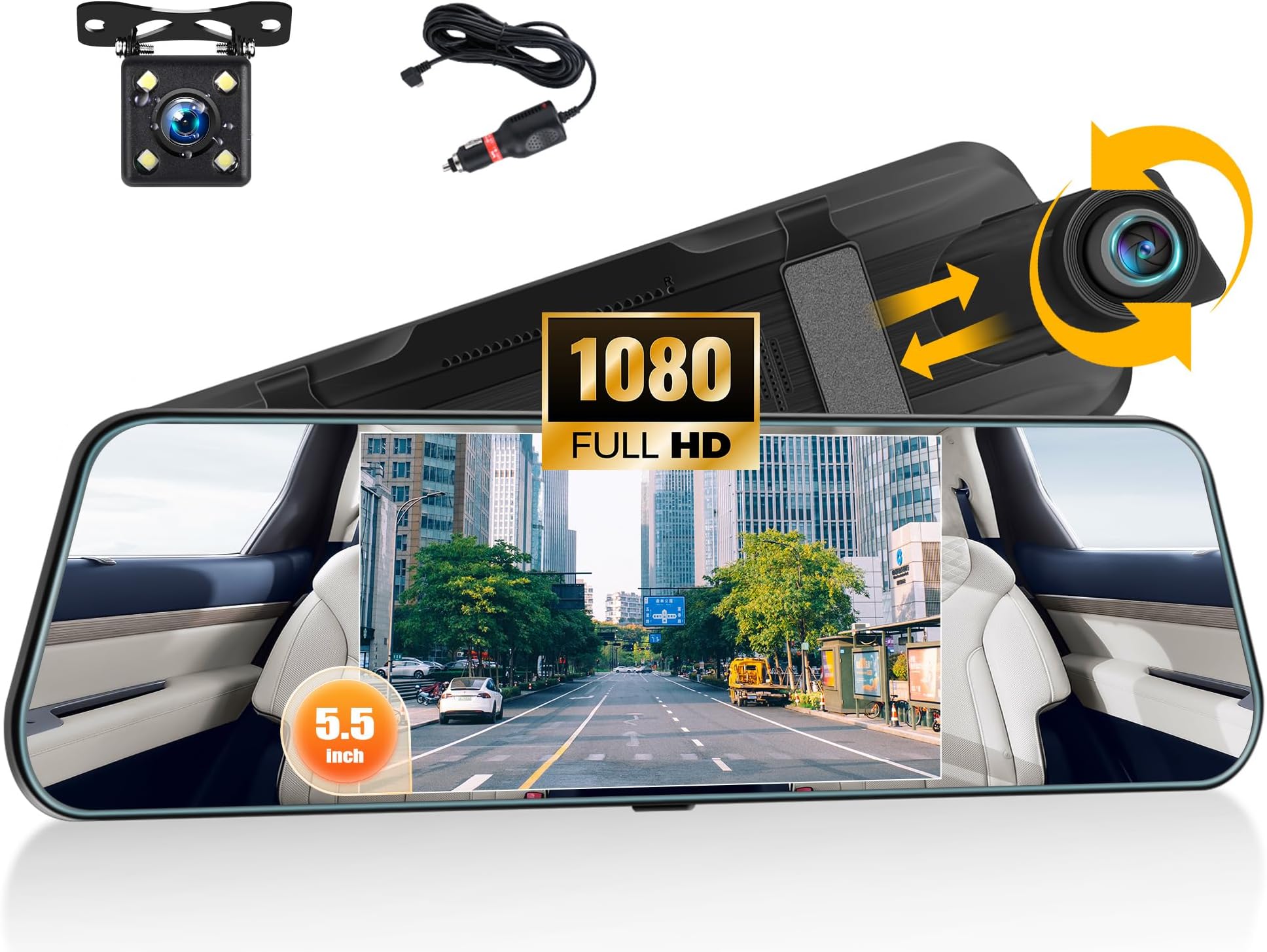 Amazon.com: Mirror Dash Cam Front and Rear Dash Car Camera 4 inch 1080P ...