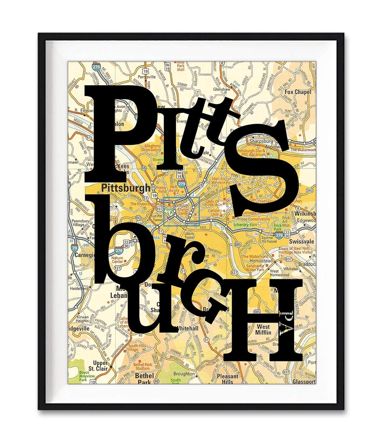 Amazon.com: Pittsburgh Pennsylvania Vintage Typography Map Art Print ...
