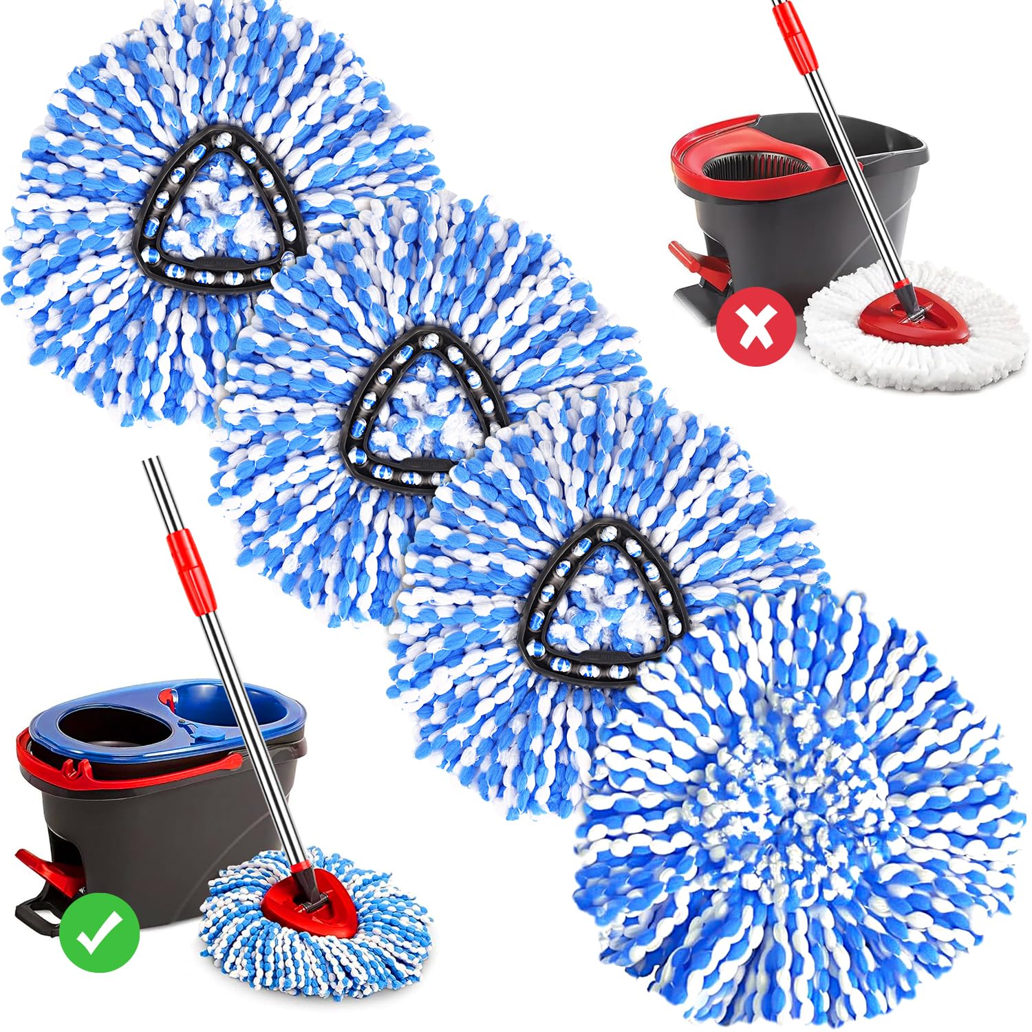 Amazon.com: 4 Pack Mop Replace Heads for O Cedar Rinse Clean 2 Tank ...