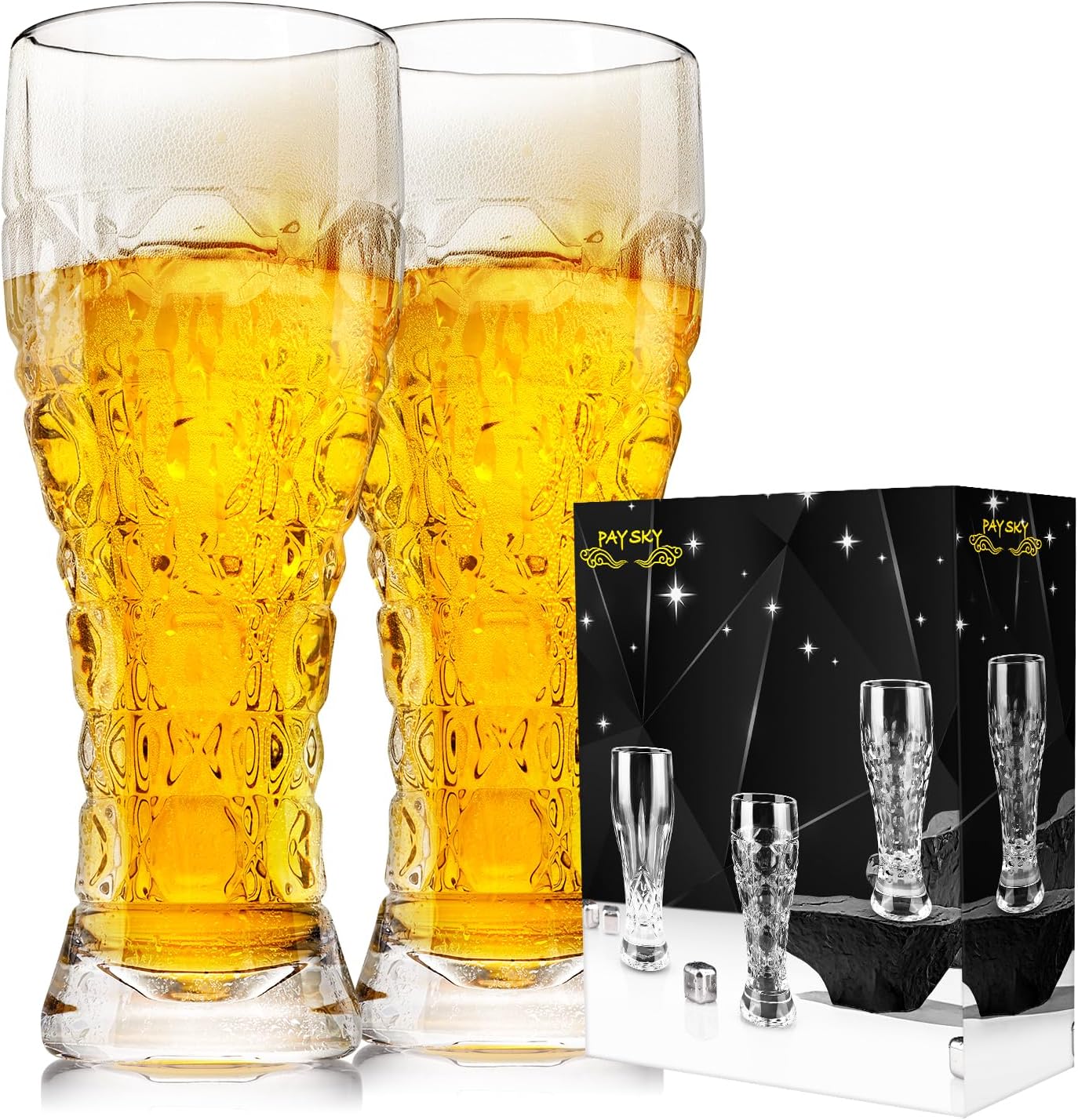 Amazon.com | Paysky Beer Glasses Set of 2,17 oz Glasses Drinking Set ...