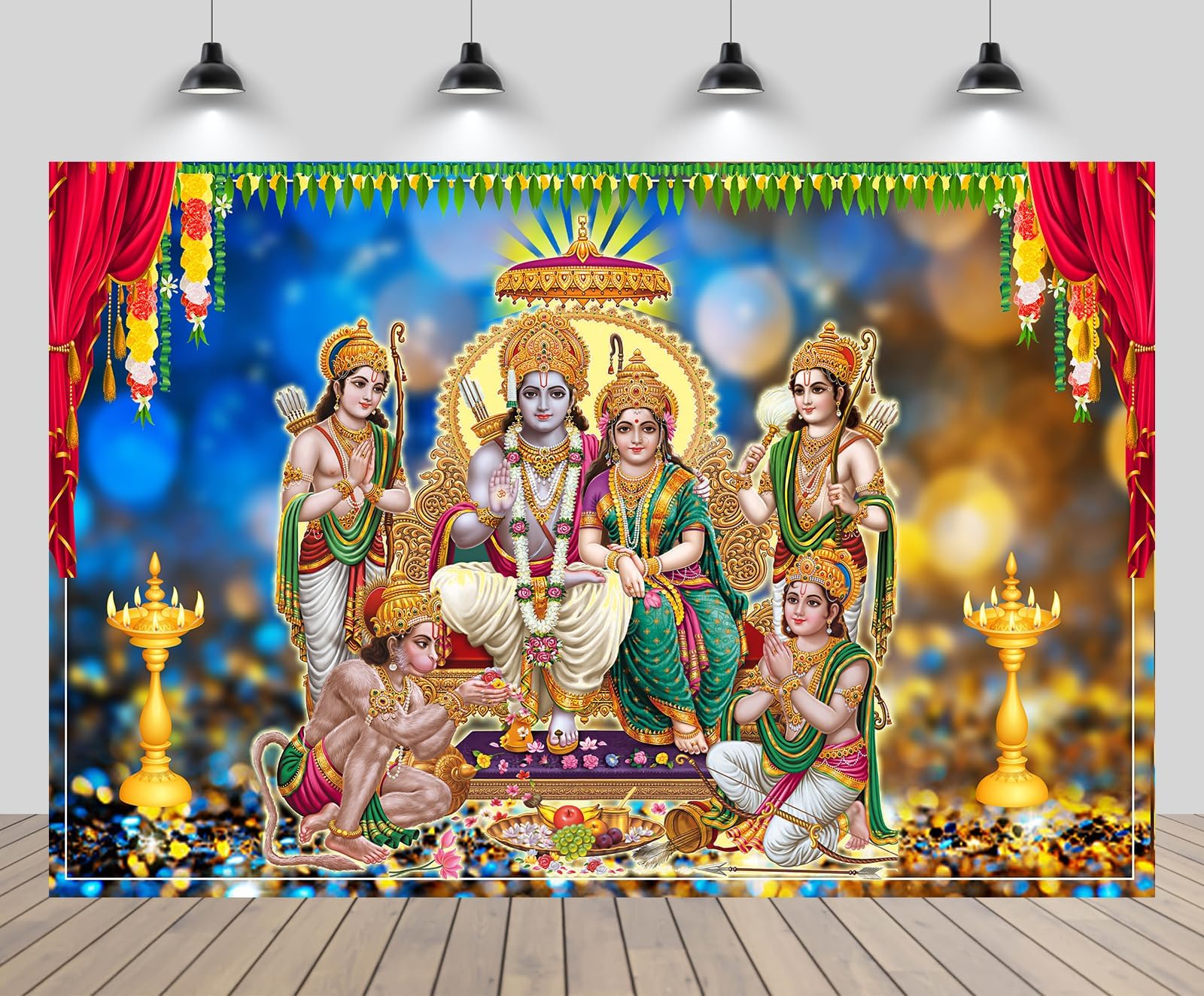 Amazon.com : CHNYWORK 9x6ft Indian Hindu God Backdrop Indian Ram Sita ...
