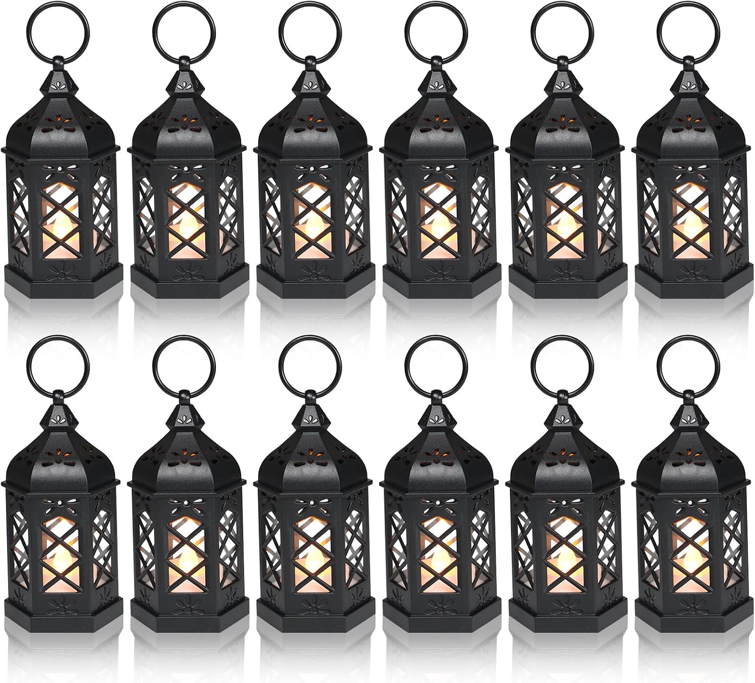 Amazon.com: Reperla 12-Pack Mini Lanterns, LED Small Candle Lanterns ...