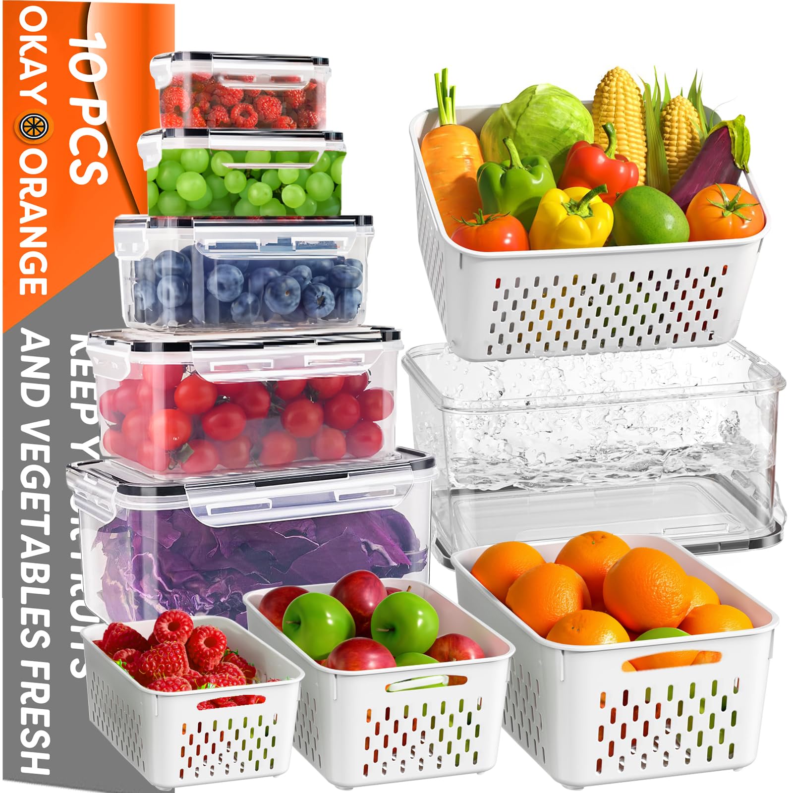 Amazon.com: 10 PCS Fruit Storage Containers for Fridge with Removable ...