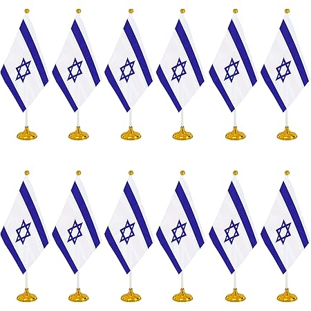 Amazon.com: 25 Pack Hand Held Small Mini Flag Israel Flag Israeli Flag ...