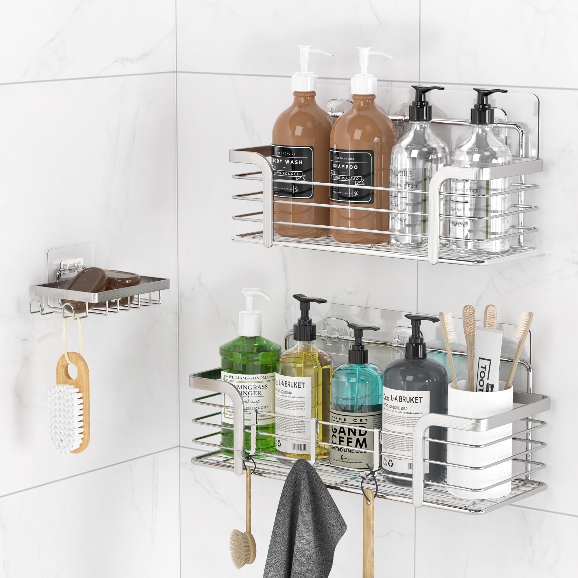 Amazon.com: Htworg CR Shower Caddy Basket Shelf, 3-Pack SUS304 ...