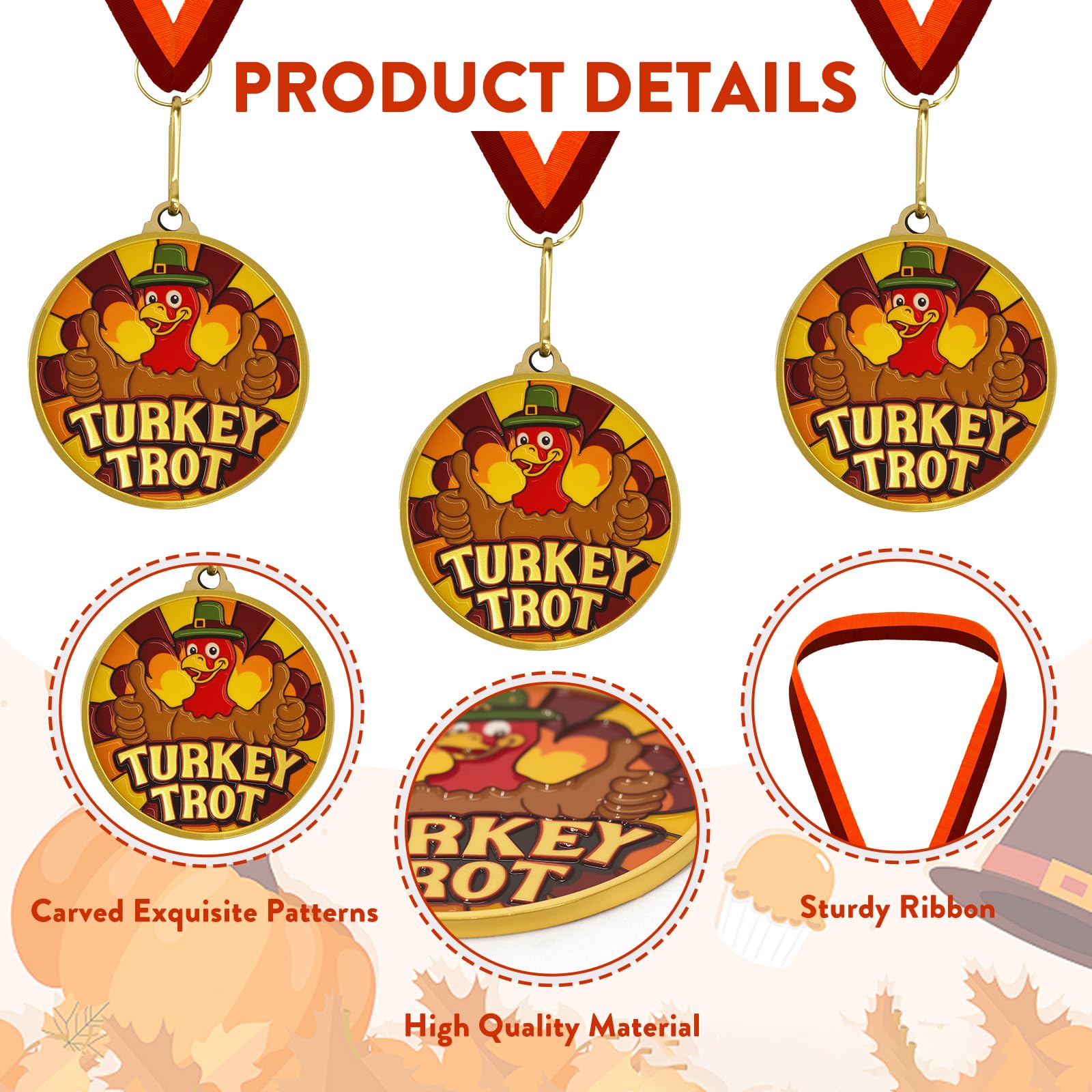 Snapklik.com : Hoclick 30 Pcs Thanksgiving Medals Turkey Trot Awards 2 ...