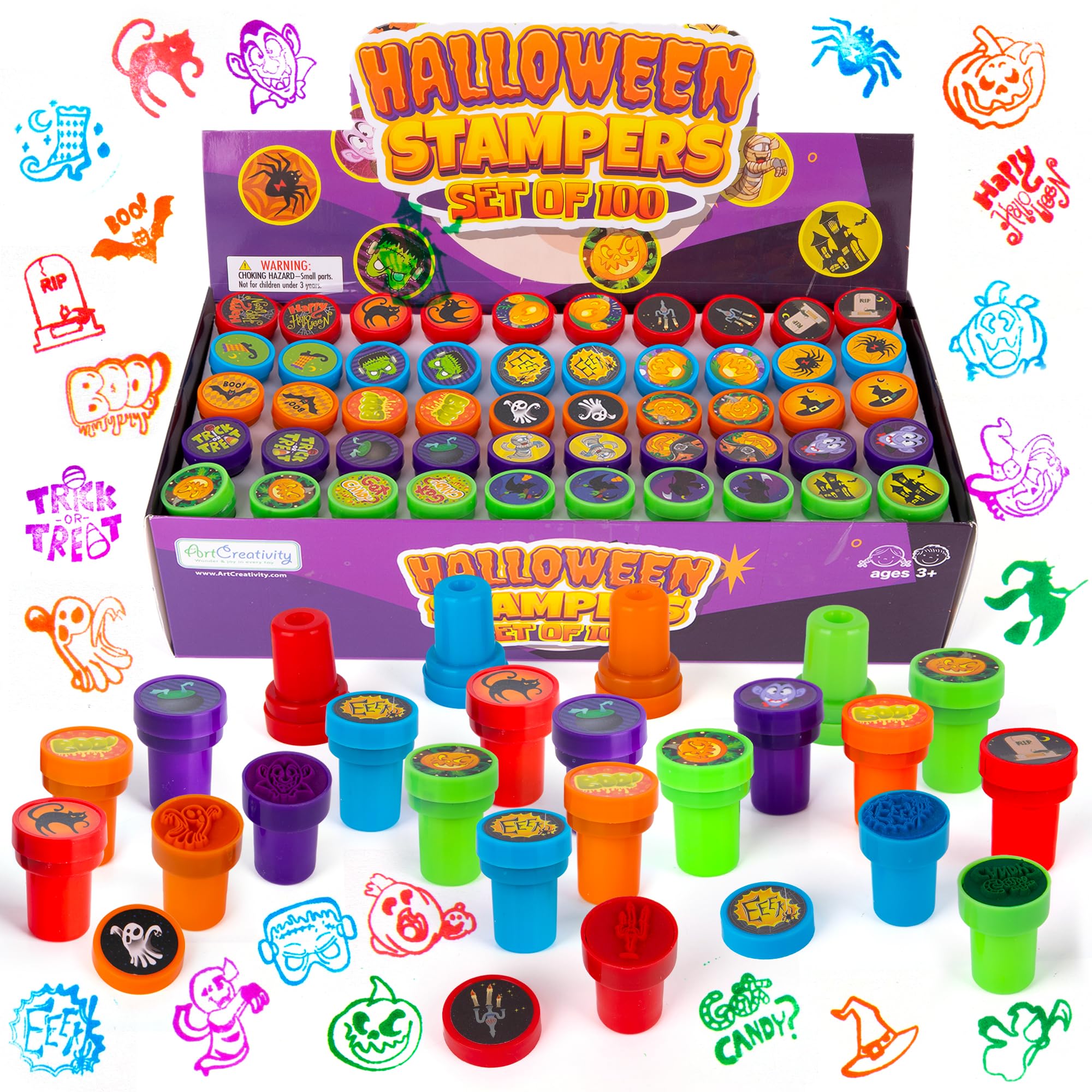 Amazon.com: ArtCreativity Bulk Halloween Stampers for Kids - Set of 100 ...