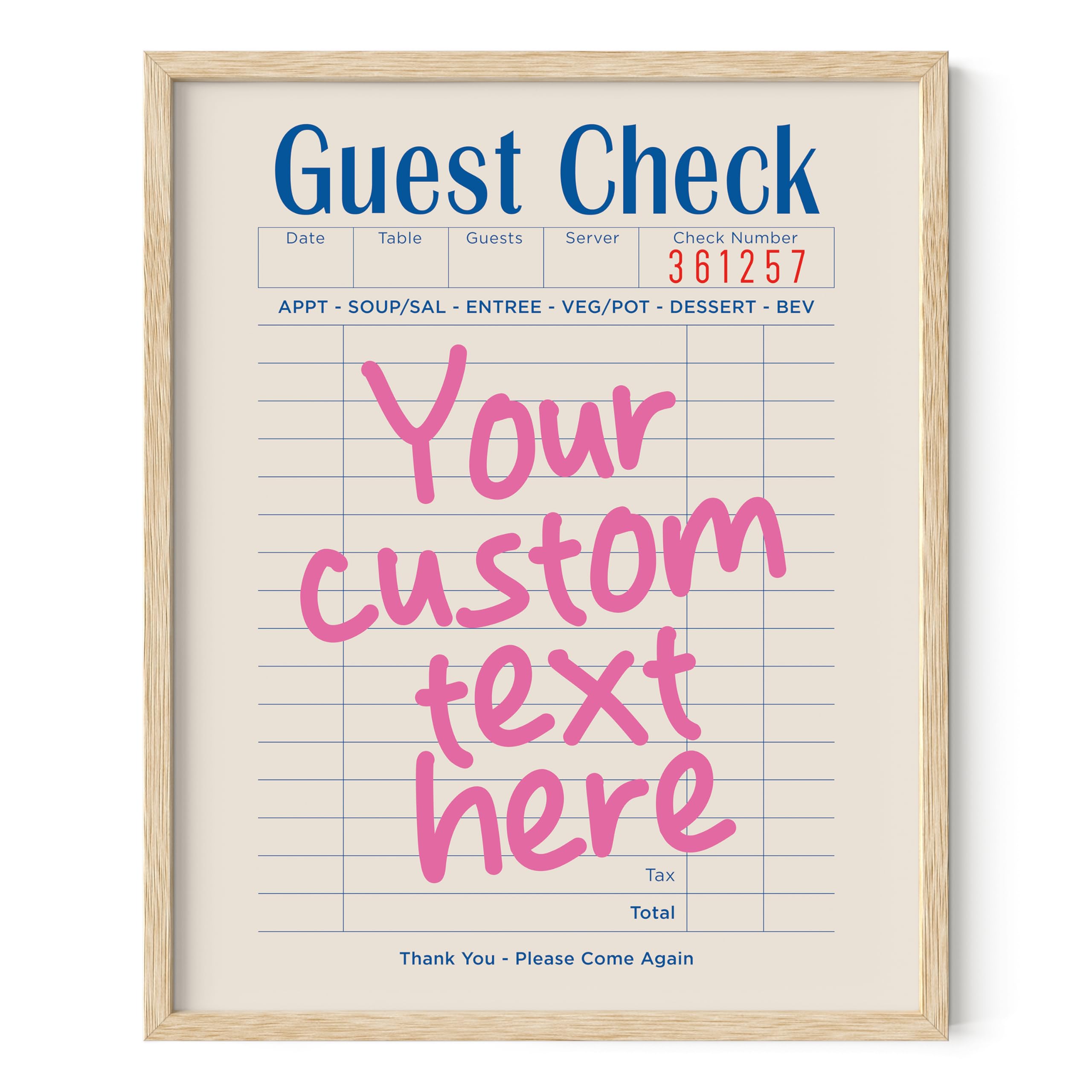 Amazon.com: Haus and Hues Custom Guest Check Wall Poster - Customize a ...