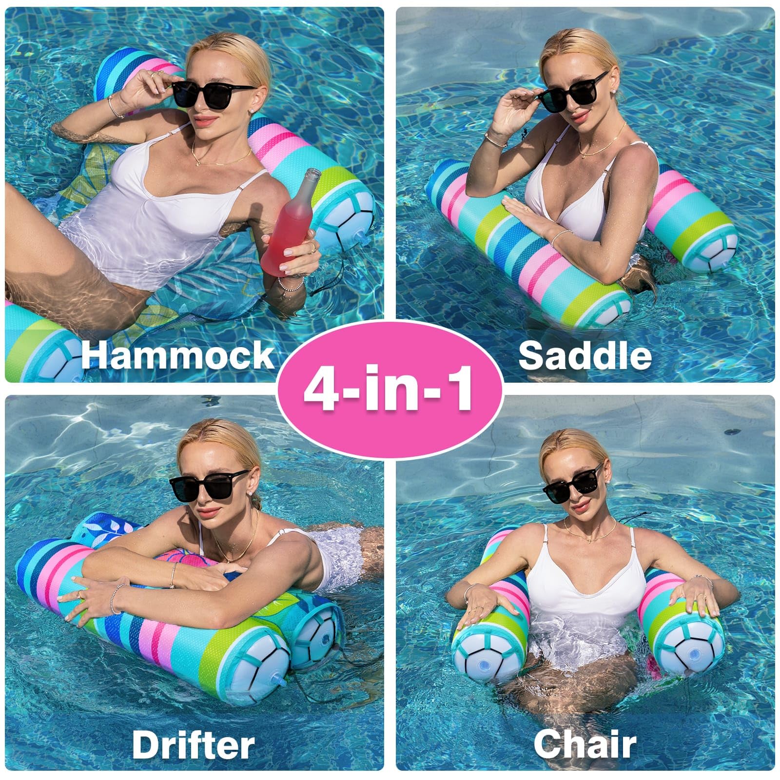 Snapklik.com : Water Hammock For Adults - Inflatable Pool Floats Pool Hammock Float Multi ...