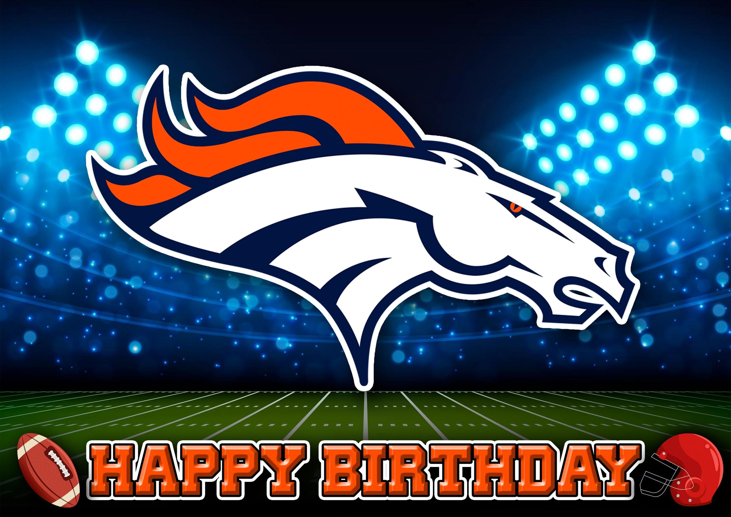 Amazon.com: 8.3 x 11.7 Inch Edible Square Cake Toppers – Broncos Themed ...