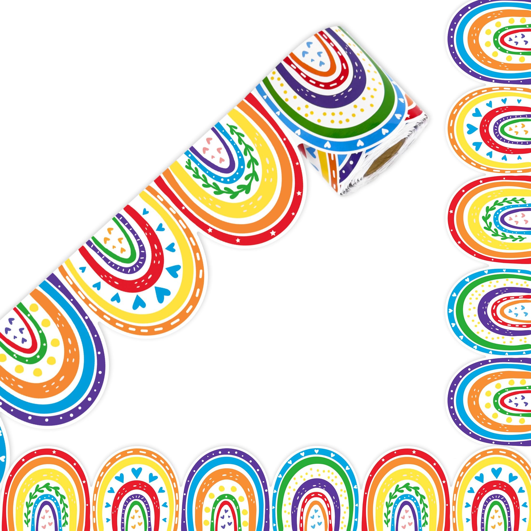 Amazon.com: 72 Feet Rainbow Dots Borders Polka Dots Boarder Black ...