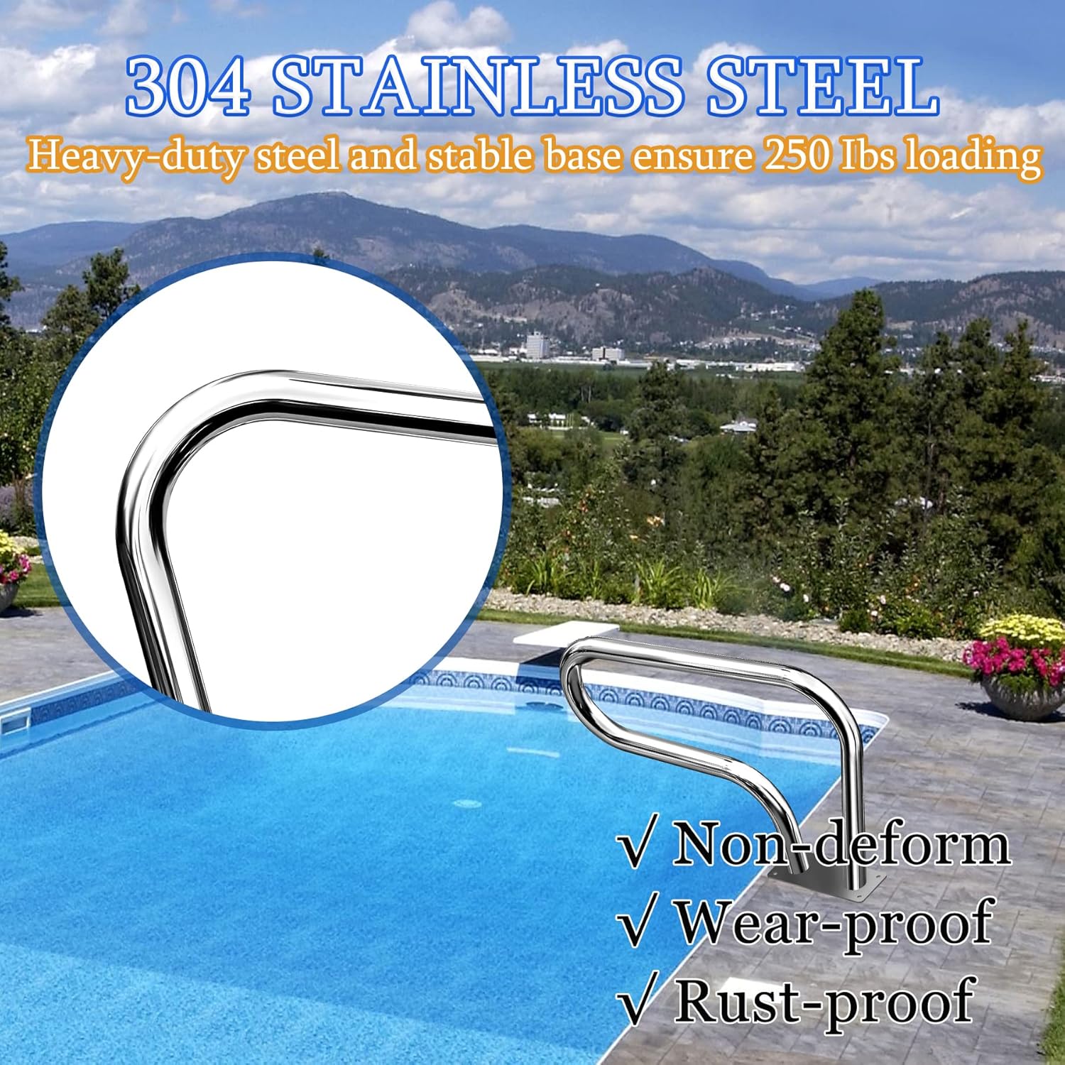 Buy Migoda Pool Handrail 32x23 Inch Rustproof Swimming Pool Safety ...
