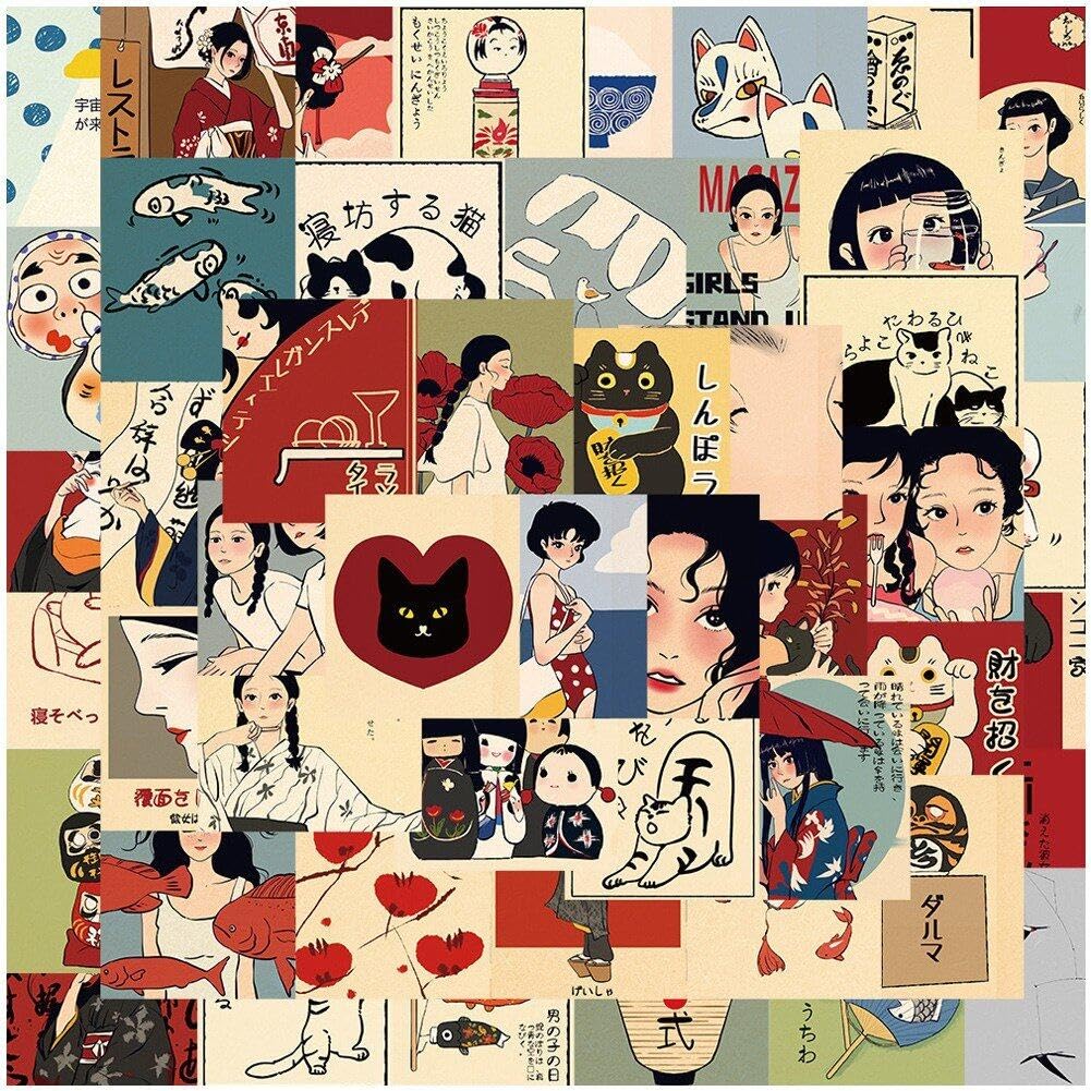 50pcs Japanese Cartoon Stickers Waterproof Vinyl Stickers for Teens ...