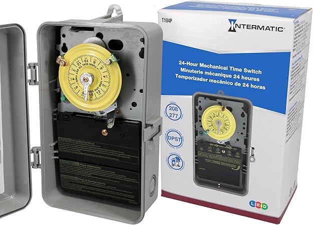 Intermatic T104P 24-Hour Mechanical Time Switch, 208-277 VAC, 60Hz ...