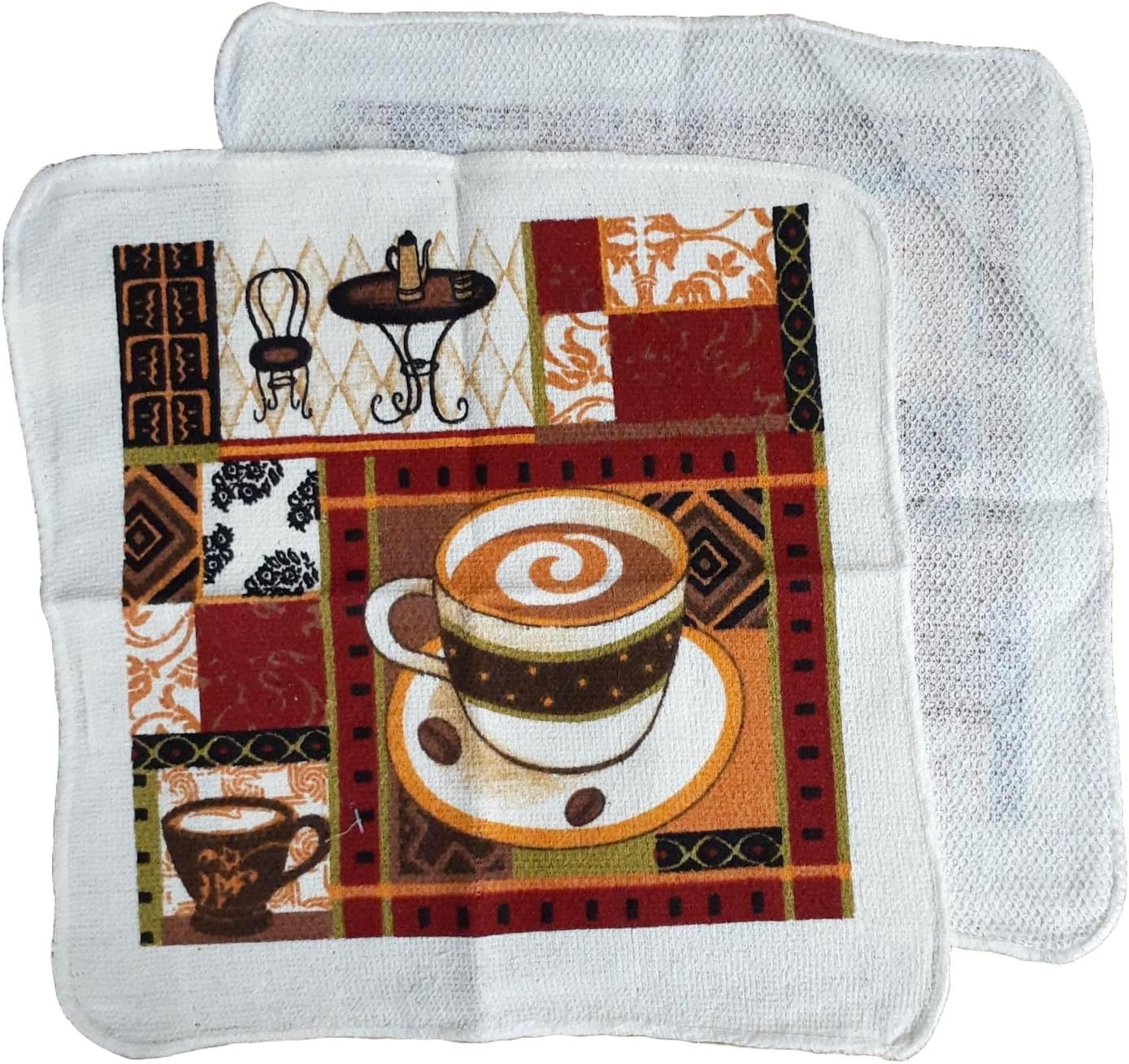 Amazon.com: Set of 2 Coffee Theme Print Two-sided Kitchen Dish Scrubber ...