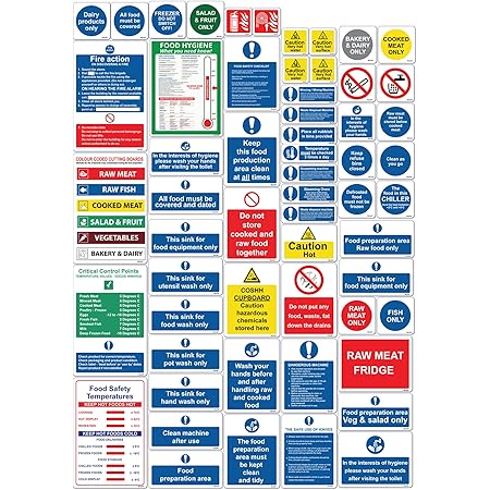 RDLCAR Kitchen Safety Signs & Sticker Pack as required by Health ...