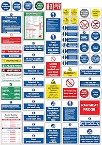 RDLCAR Kitchen Safety Signs & Sticker Pack as Required by Health ...