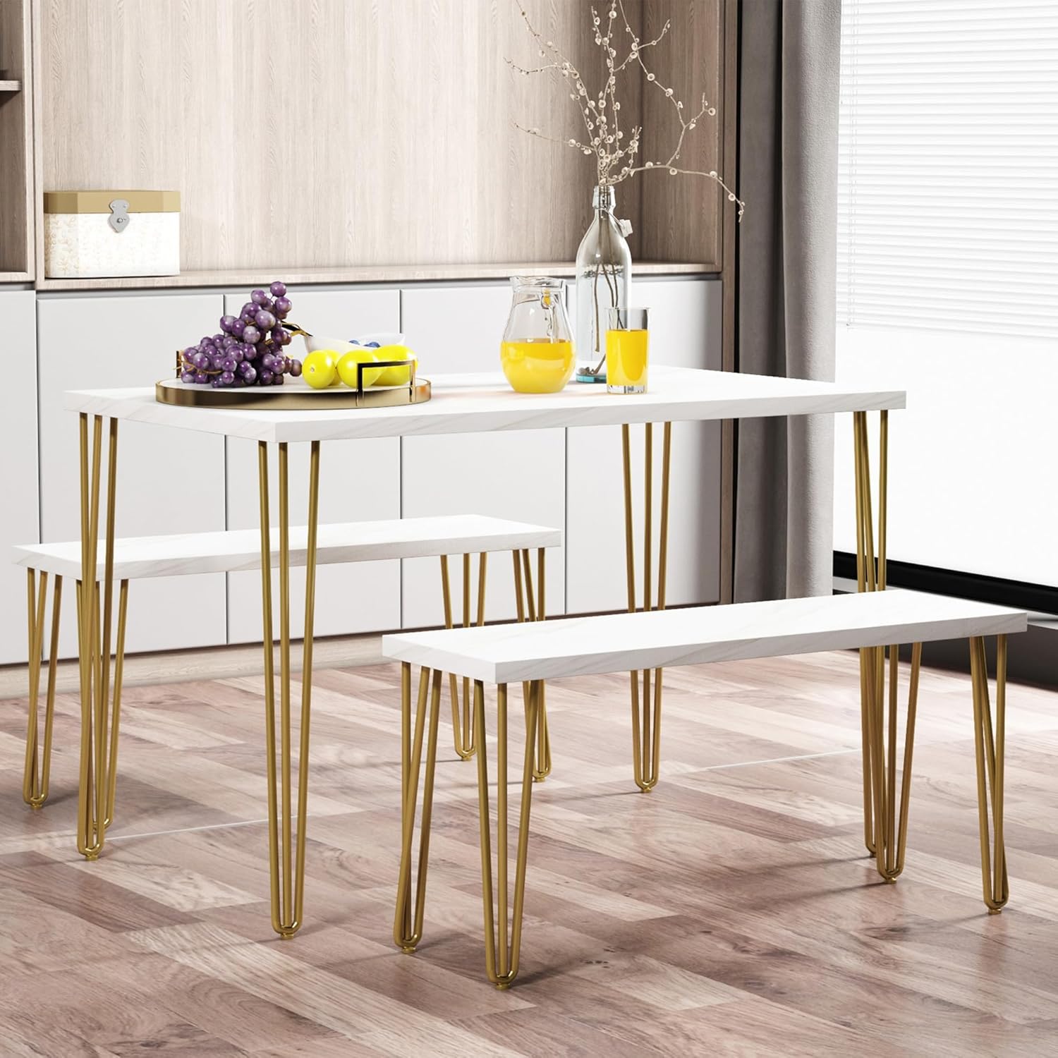 Amazon.com - Lostcat Dining Table Set for 4, 3-Piece Counter Height ...