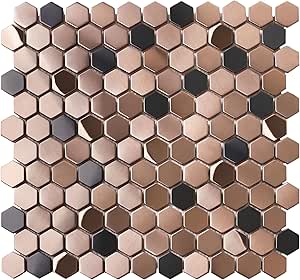 Primoon Hexagon Copper Mosaic Tile, Mosaic Sheets 6mm Thickness Mesh ...