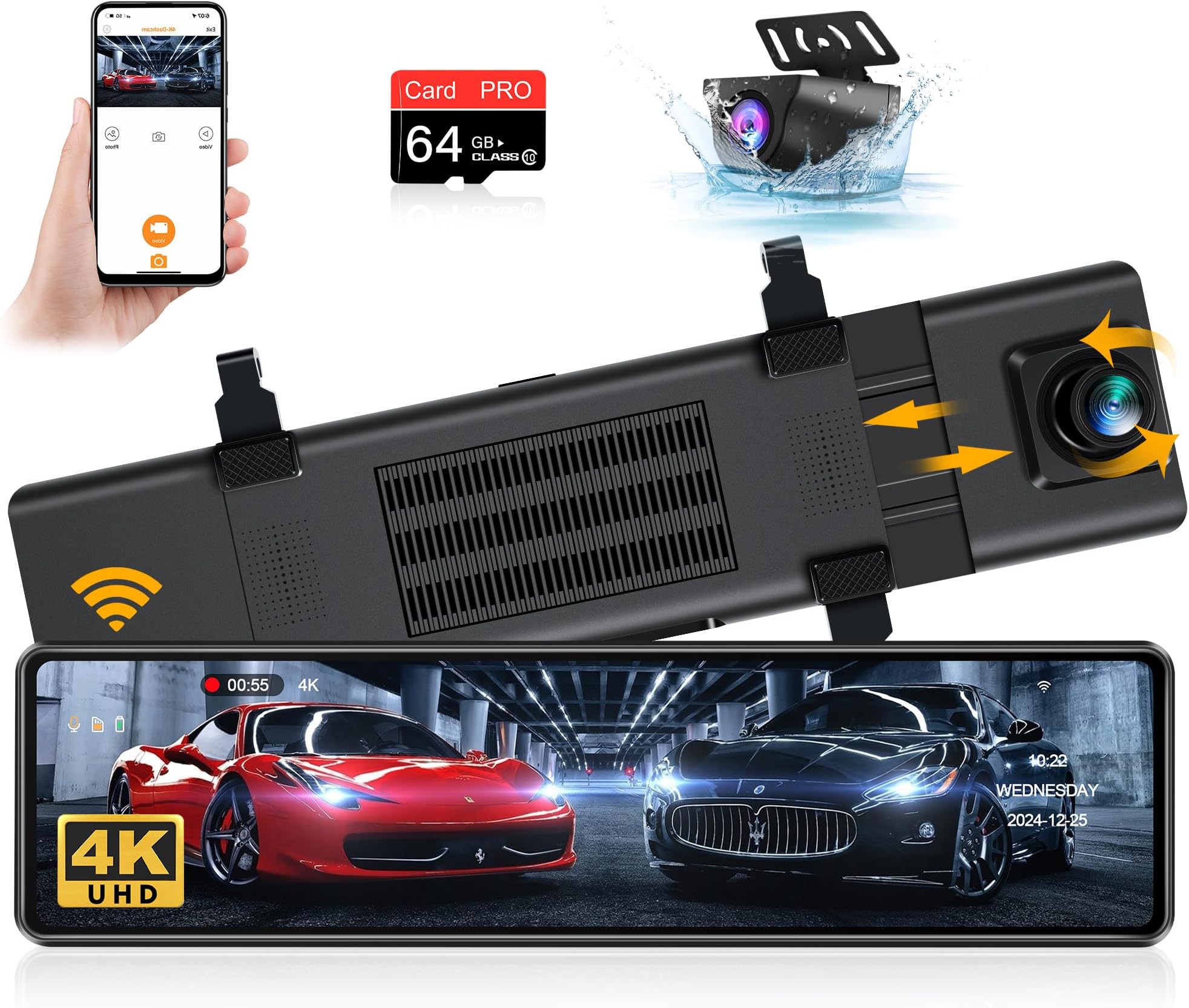 AUTO-VOX V5 Spiegel Dashcam 1080P Dual Dashcam Vorne Hinten mit GPS ...