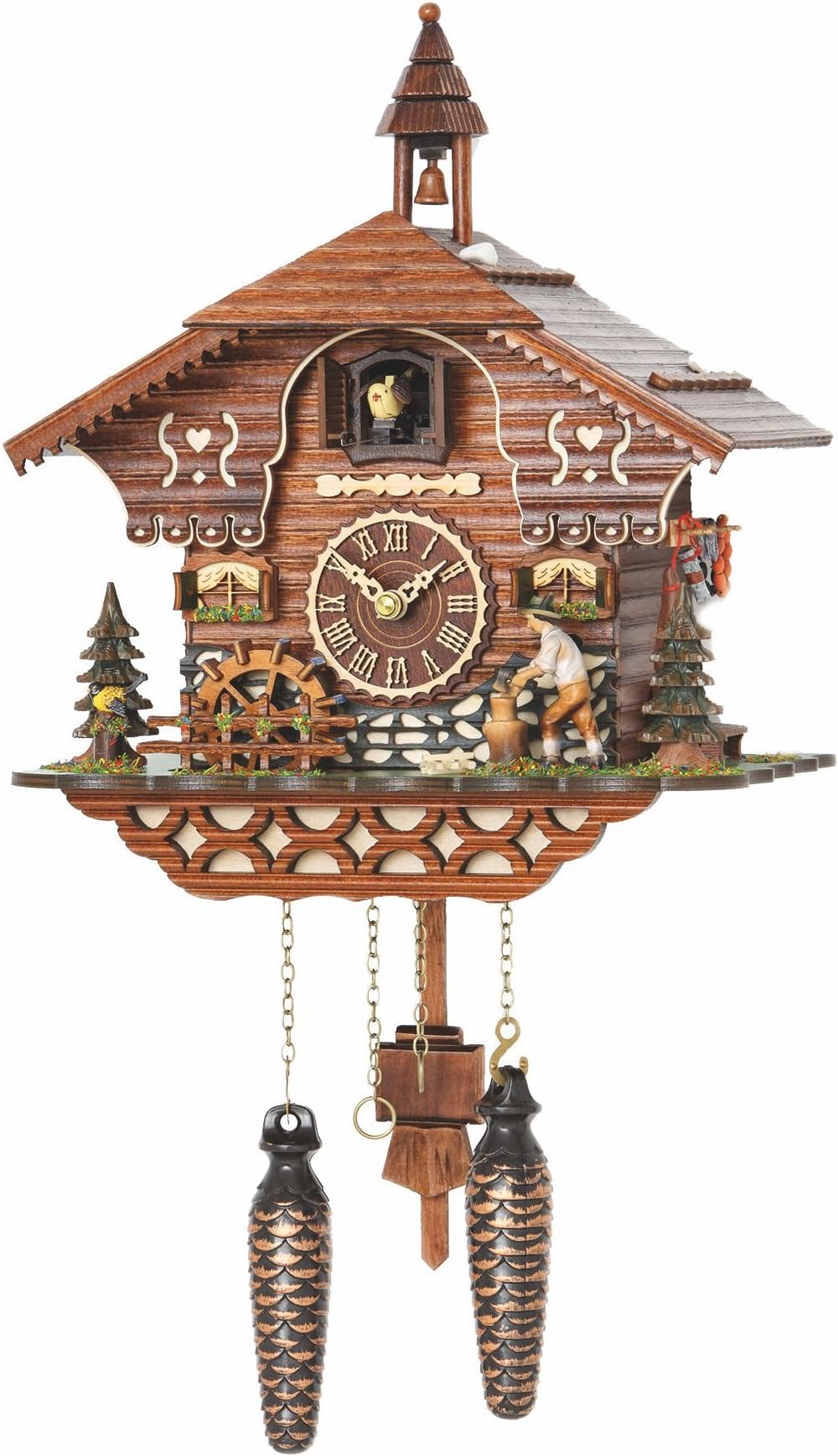 Engstler Quartz Cuckoo Clock Black Forest House with Moving Train, with ...