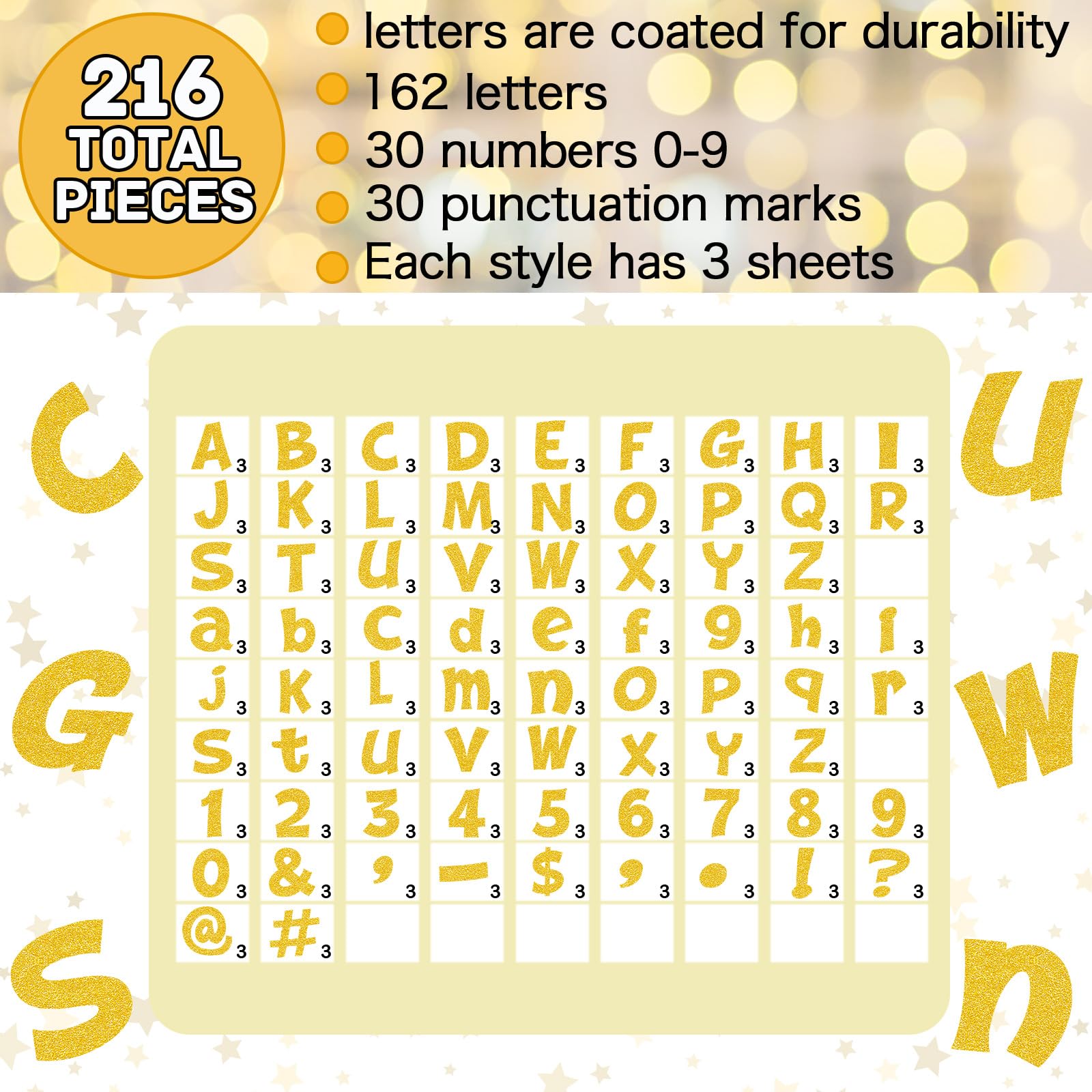 Snapklik.com : Colarr 216 Pcs Glitter Bulletin Board Letters For ...