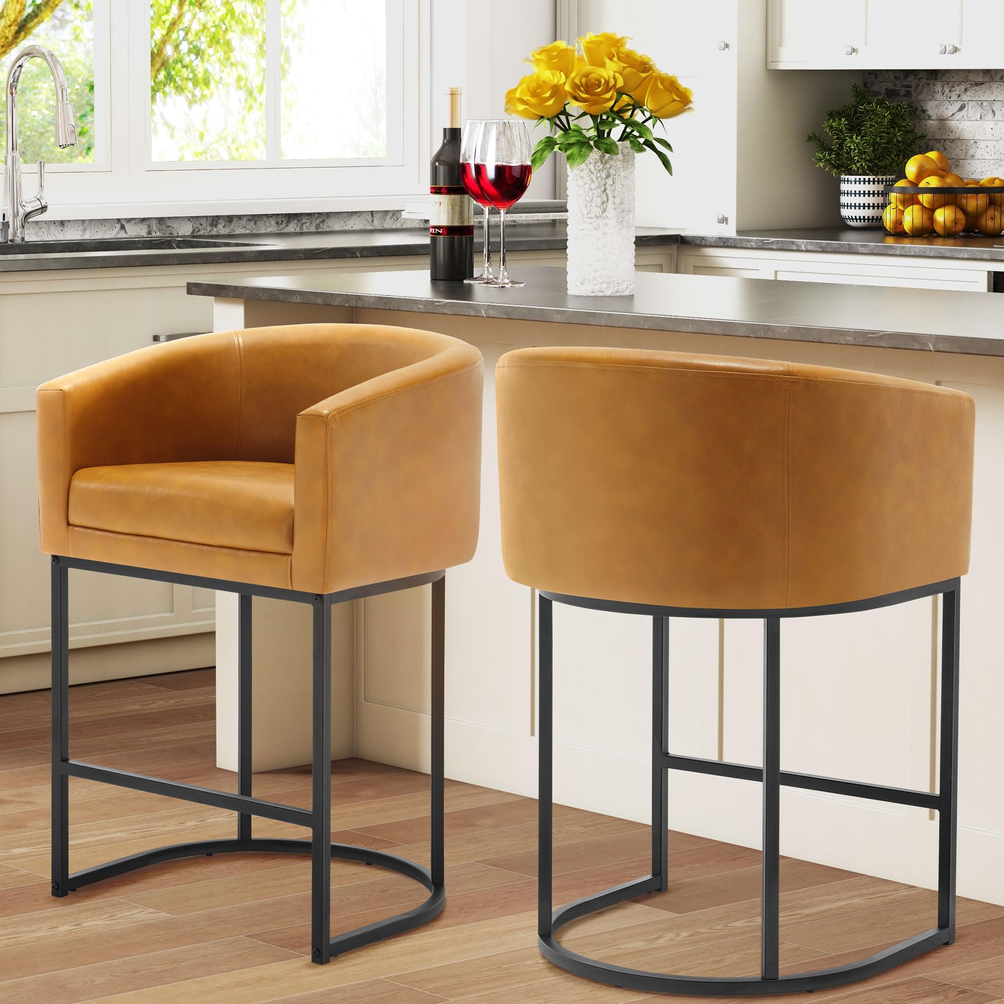 Amazon.com: WorthFurni Counter Height Bar Stools Set of 2, 26" H Modern ...
