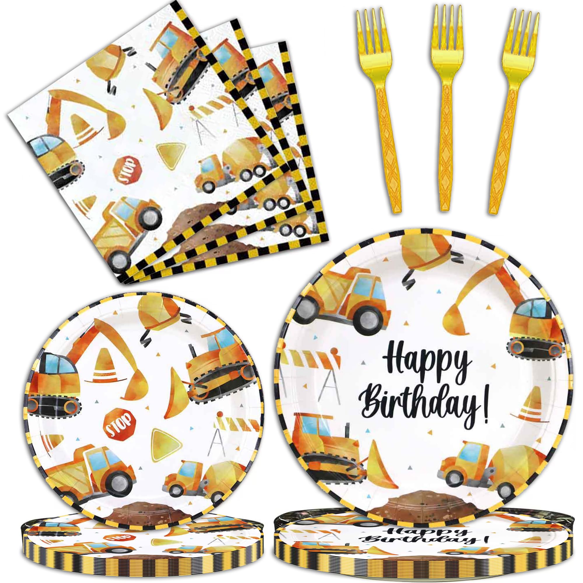 Amazon.com: Welliboom 96PCS Construction Birthday Party Supplies ...