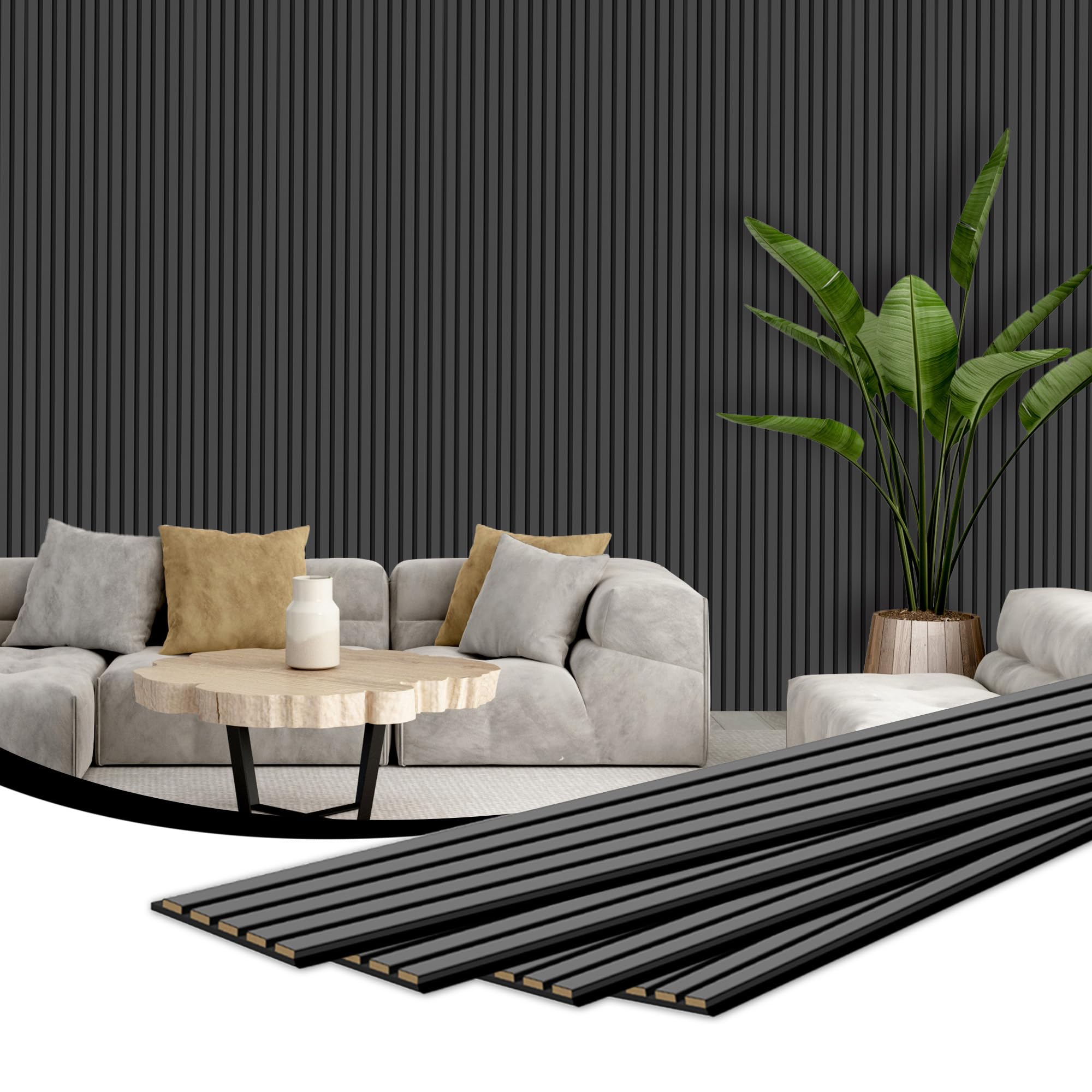 Wood Panels for Wall, 4-Pack 94.48" x7.87" 3D Wood Slat Wall Panel ...