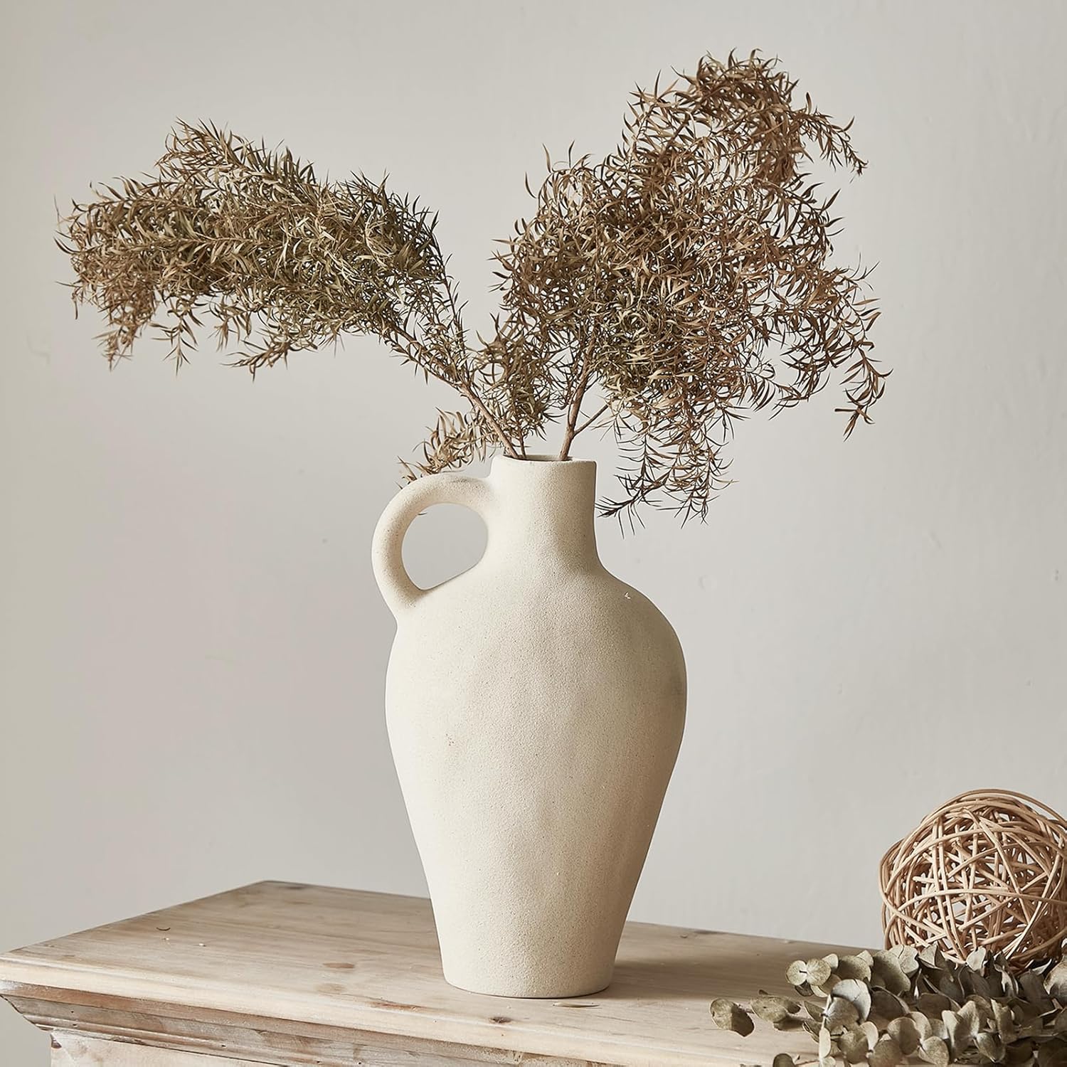 Amazon.com: Ceramic Rustic Vase Farmhouse Decor: Beige Pitcher With ...