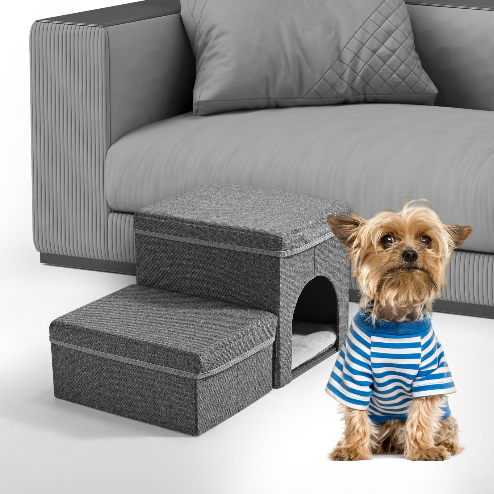 YOUMI Pet Stairs, 2 Steps Dog Steps Foldable Dog Ramp Small Pet Ladder ...