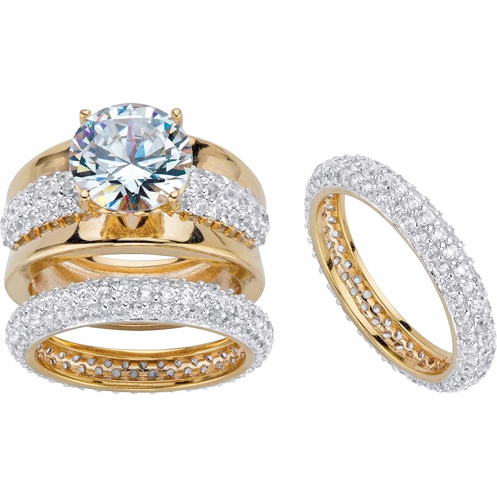 $22/mo - Finance PalmBeach 18K Yellow Gold Round Cubic Zirconia Bridal ...