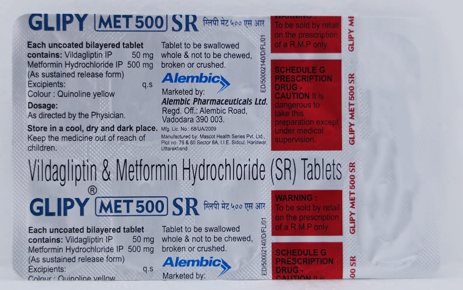 Glipy Met 500 SR - Strip of 10 Tablets : Amazon.in: Health & Personal Care