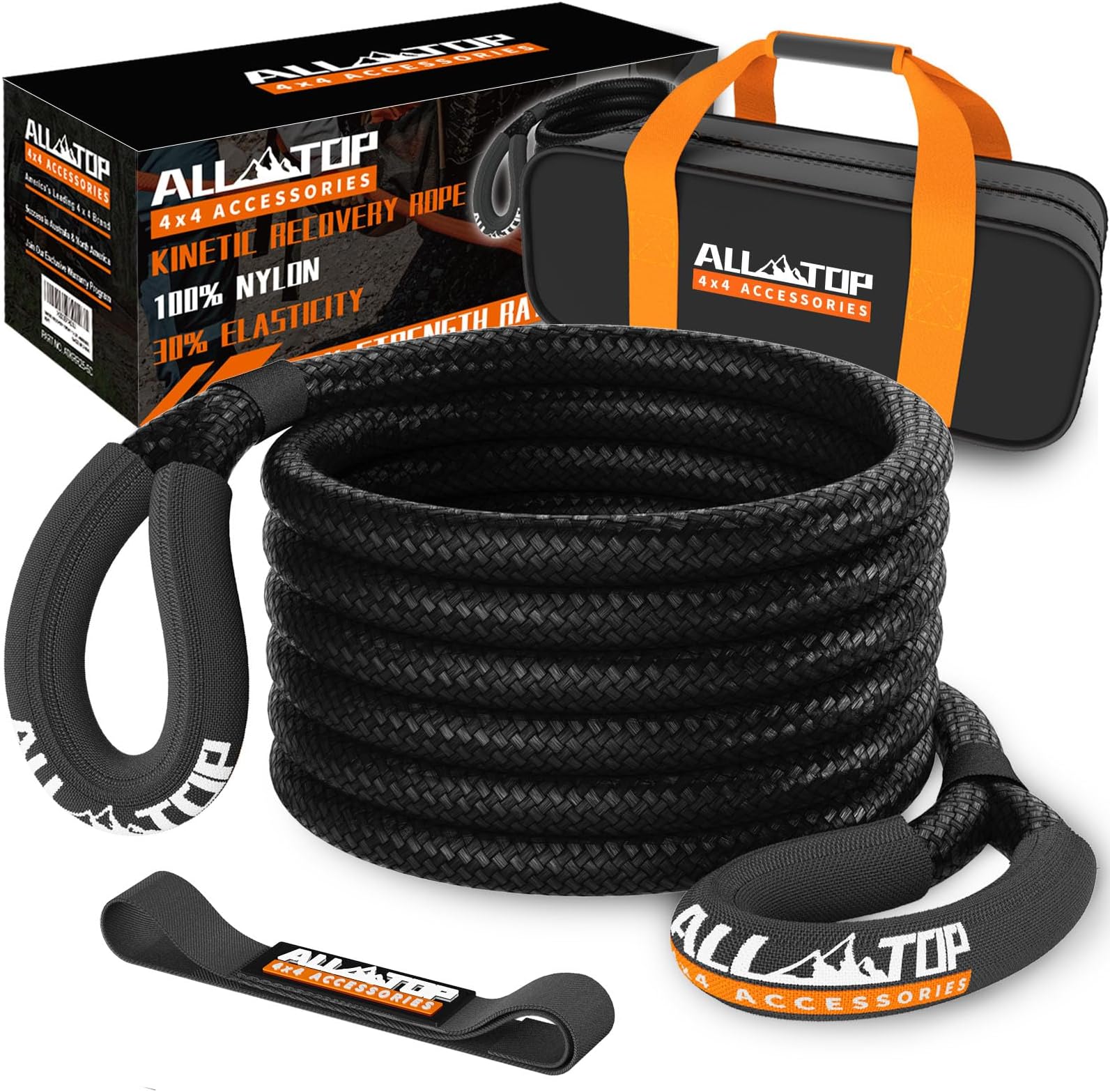 Amazon.com: ALL-TOP Kinetic Recovery Rope, 48000 Lbs (1in x 30ft Black ...
