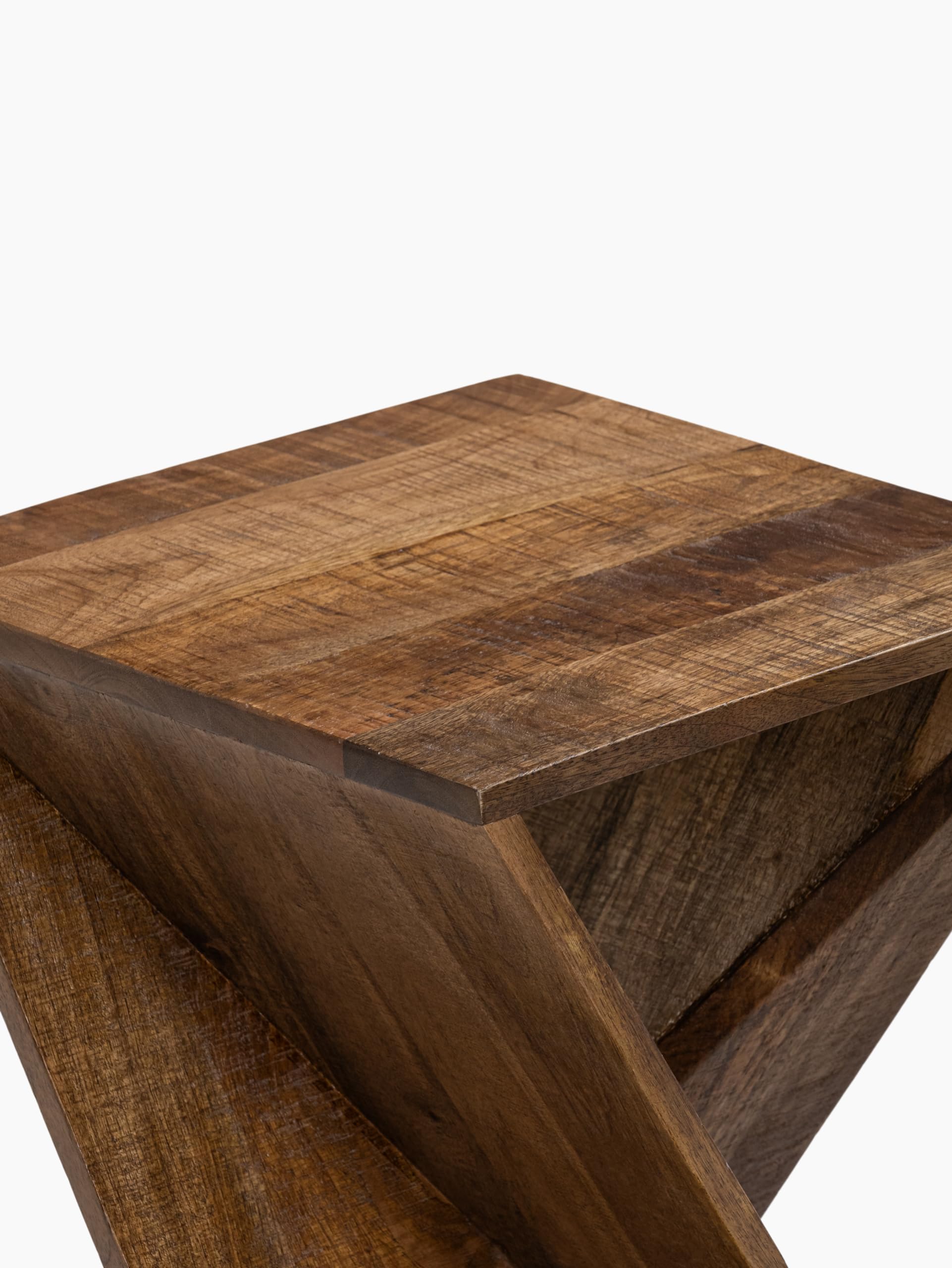 Modern Hand Made One-of-a-Kind Carved Mango Wood End Table, Farmhouse ...