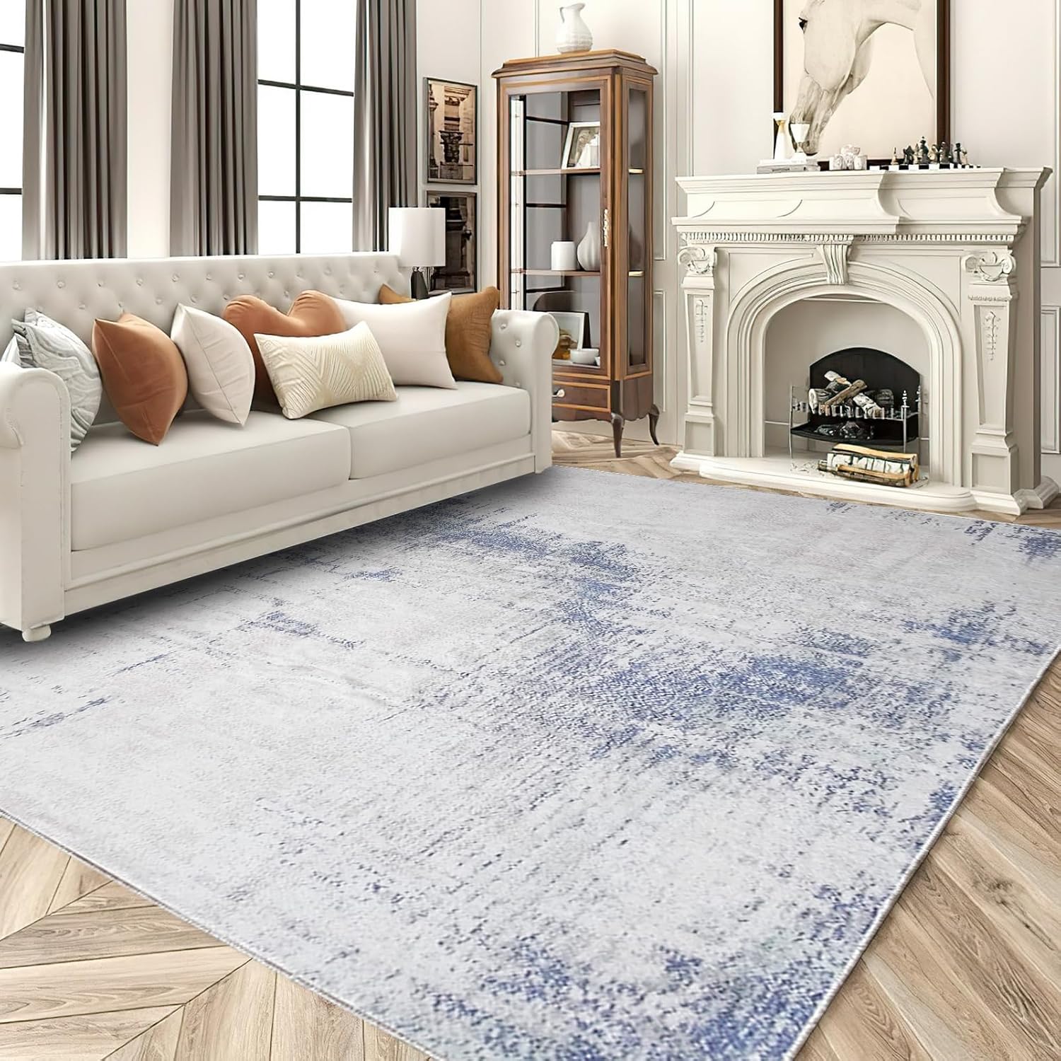 Cinknots Rugs Living Room 200x300 Large Blue Grey Carpet Abstract Rug ...