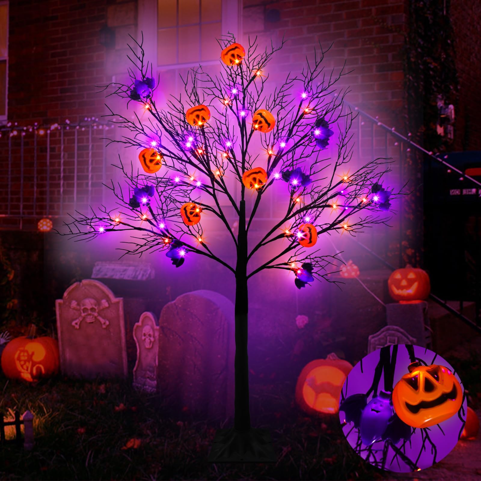 Amazon.com: Halloween Decorations Indoor Black Tree: 2 Pack Spooky Tree ...