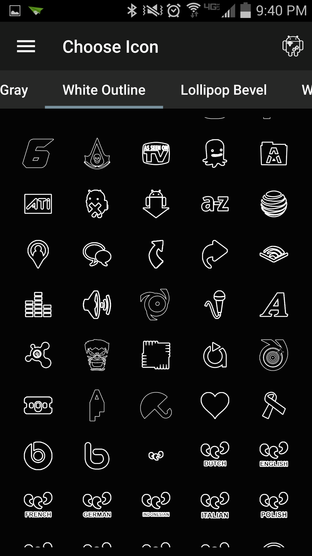 Icon Pack White Outline - App on Amazon Appstore