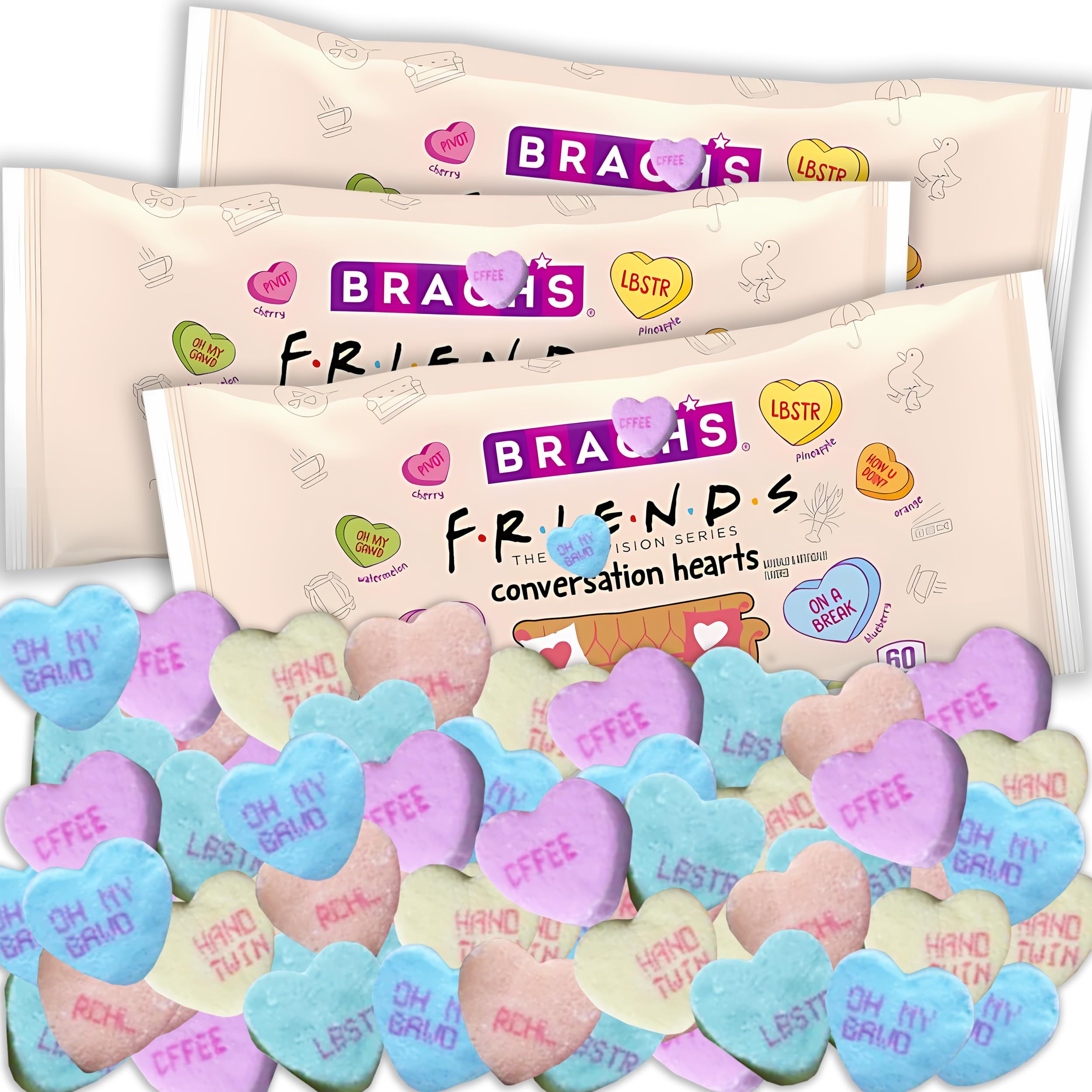 Amazon.com: Valentine's Day Friends Conversation Hearts Candy, 3 Pack ...