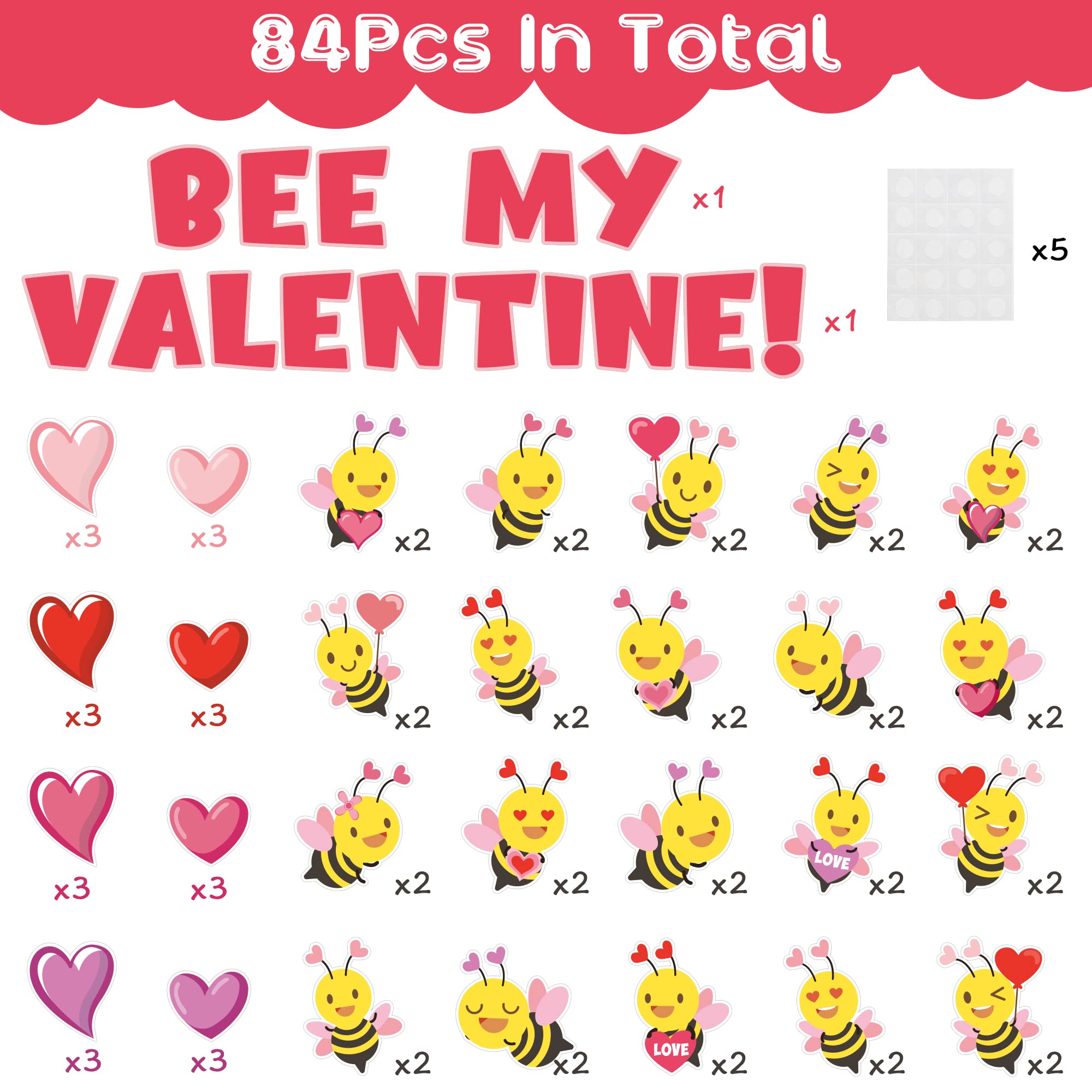 Snapklik.com : AsodSway 84Pcs Valentines Day Bee Bulletin Board Cutouts ...
