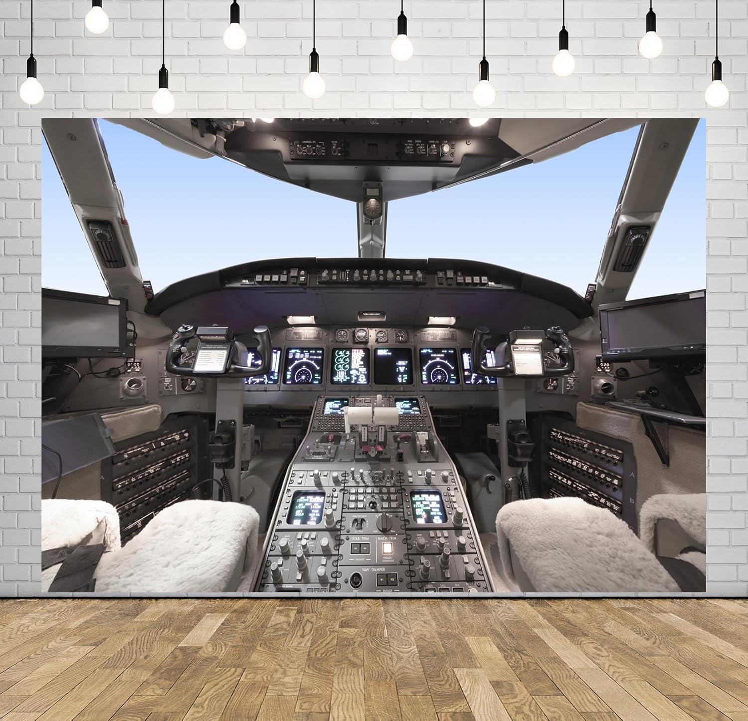 Amazon.com: Loccor 7x5ft Fabric Aircraft Cockpit Backdrop Airplane Sky ...