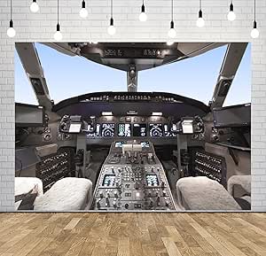 Amazon.com: Loccor 7x5ft Fabric Aircraft Cockpit Backdrop Airplane Sky ...
