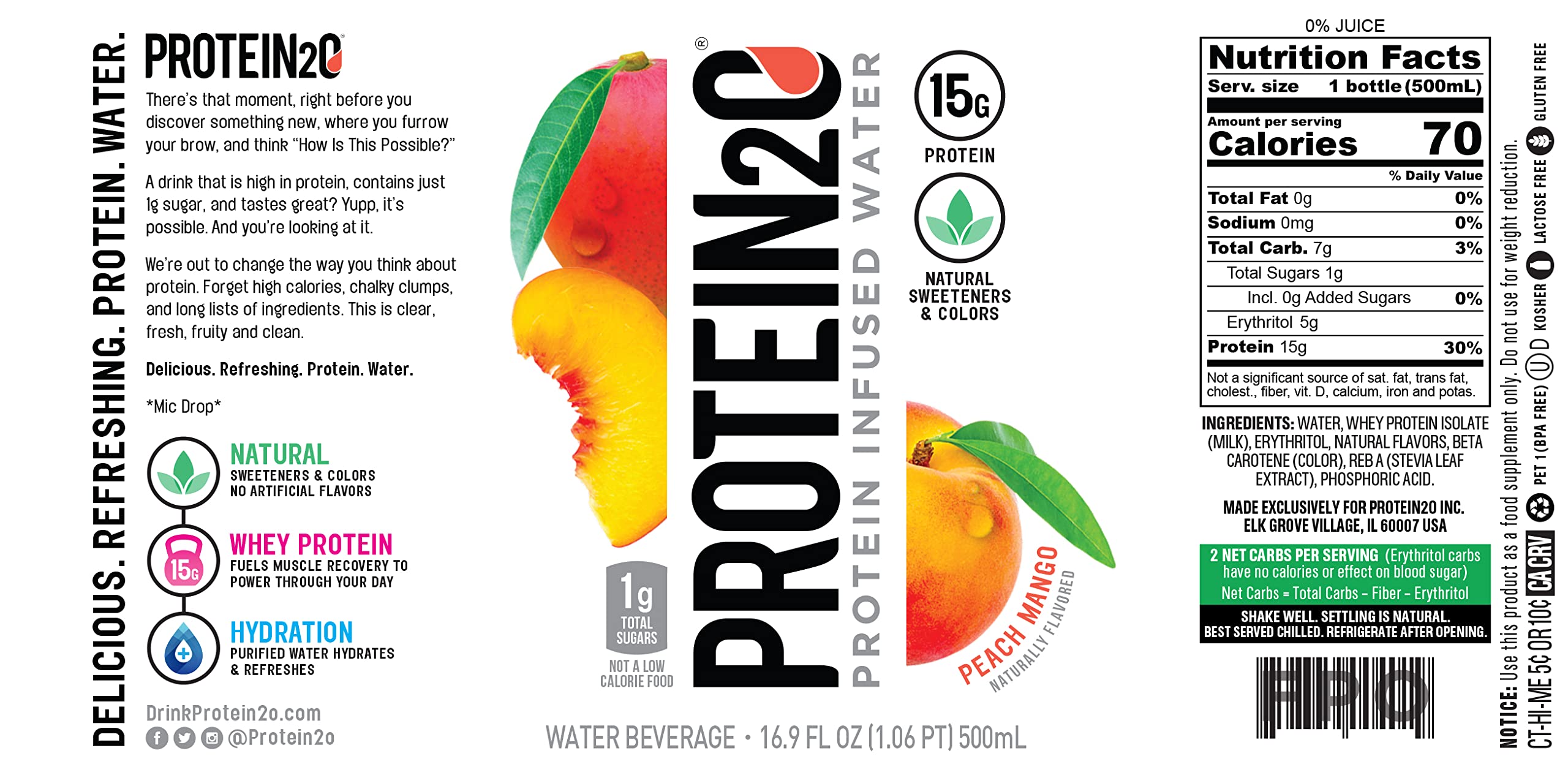 Snapklik.com : Protein2o 15g Whey Protein Infused Water, Peach Mango ...