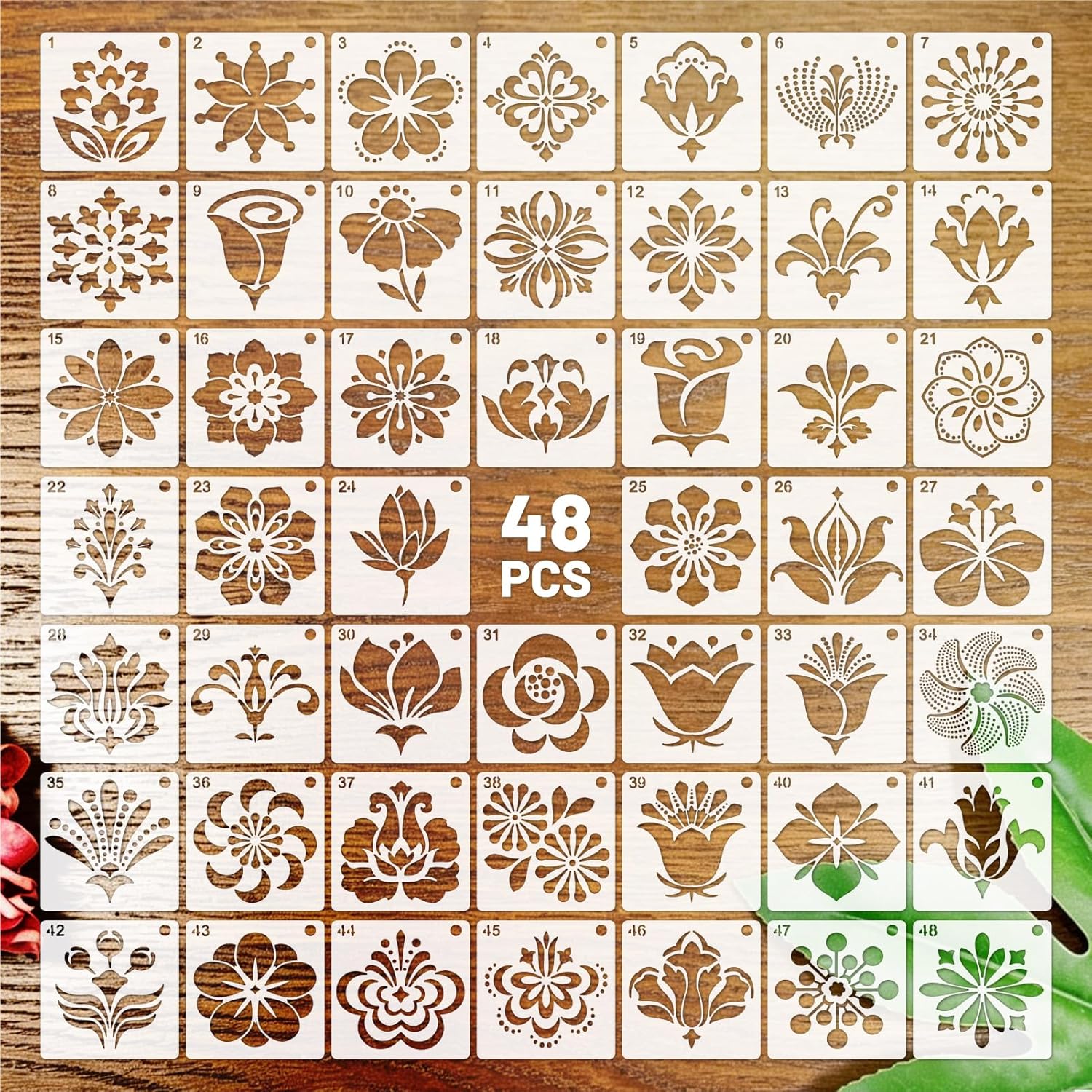 Amazon.com : YETOOME Small Flower Stencils for Painting on Wood, Floral ...