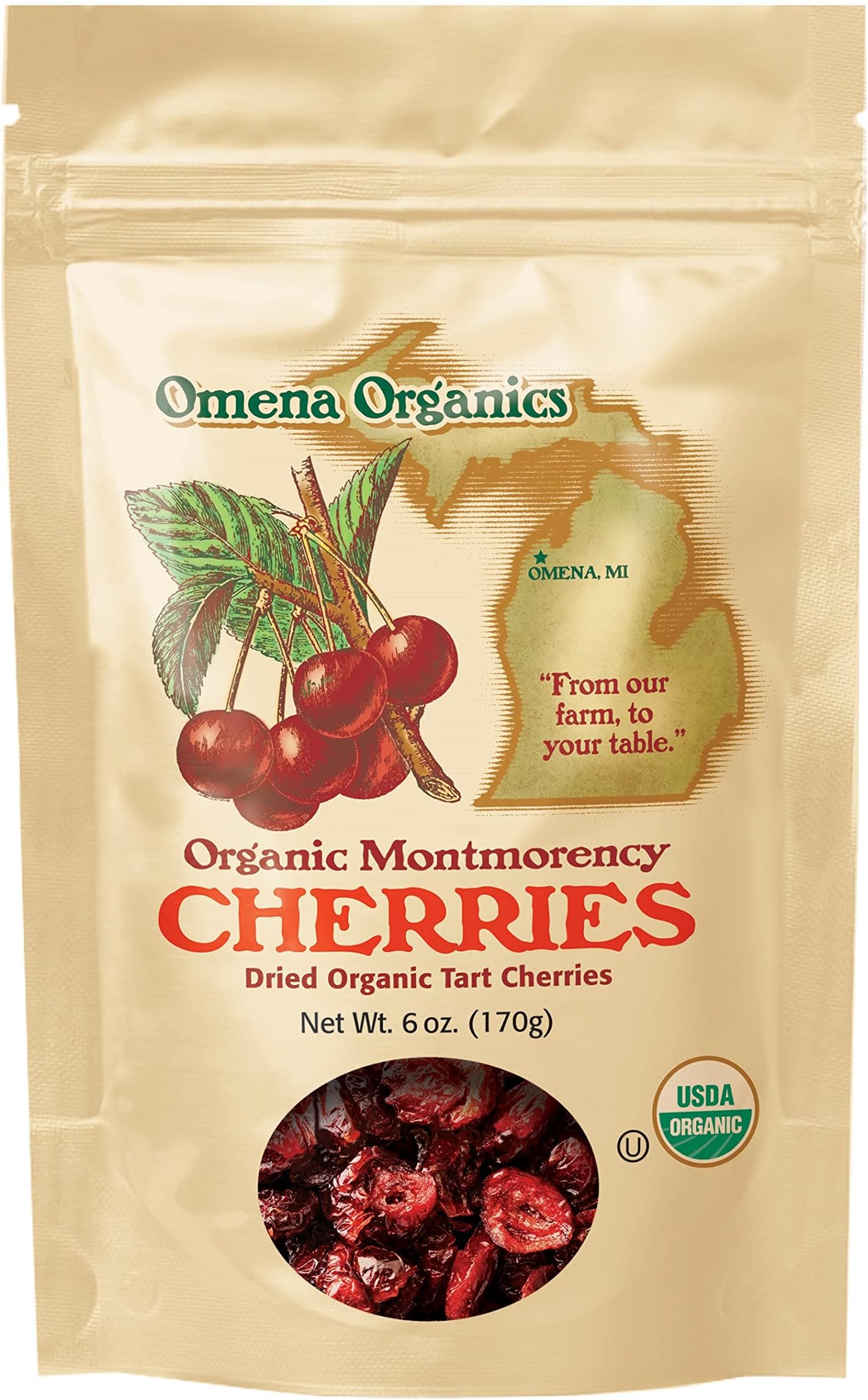Amazon.com: OMENA ORGANICS Organic Tart Montmorency Cherries, 16 OZ ...