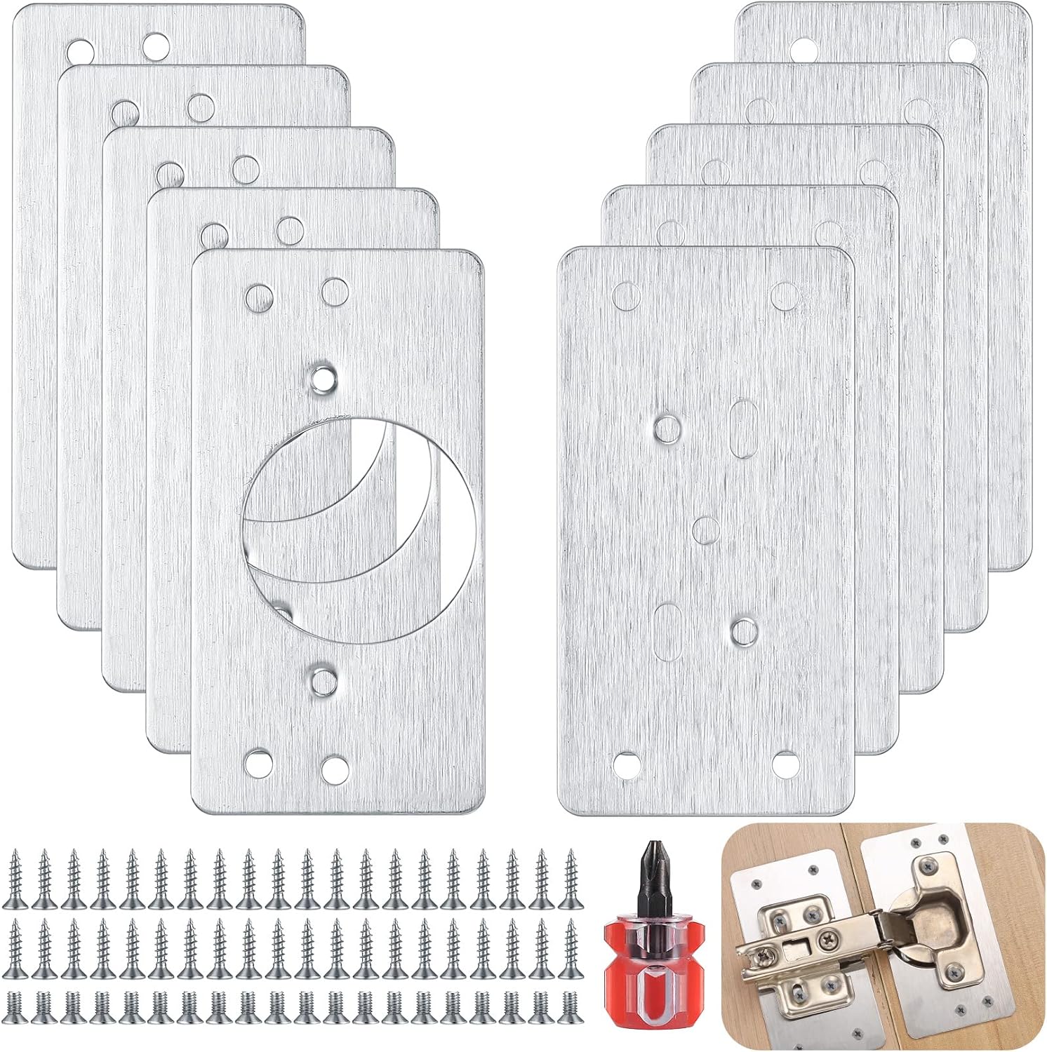 10-Pack Cabinet Hinge Repair Plates, Hinge Repair Kit Plates, Wardrobe ...