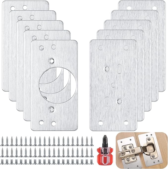 10 Repair Plates for Cabinet Hinges and Furniture Drawers (5 for Hinges ...